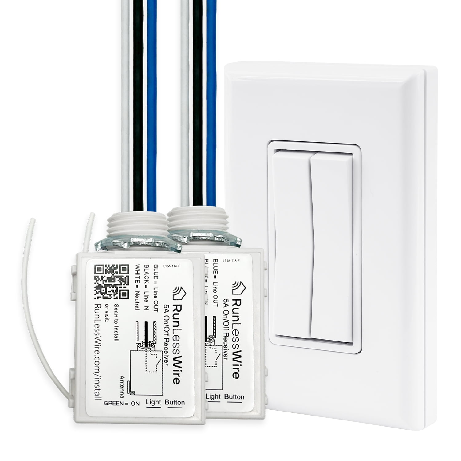 RunLessWire Fan & Light On/Off Wireless Battery-Free Remote Light ...