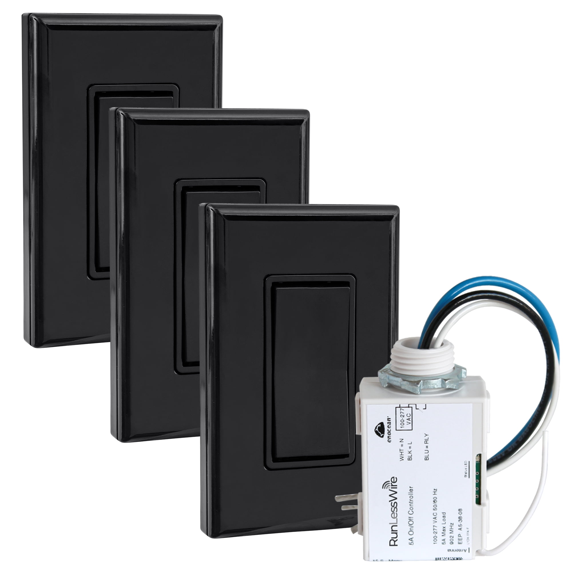 RunLessWire Remote Kinetic Battery-Free Wireless On/Off 4-Way Light ...