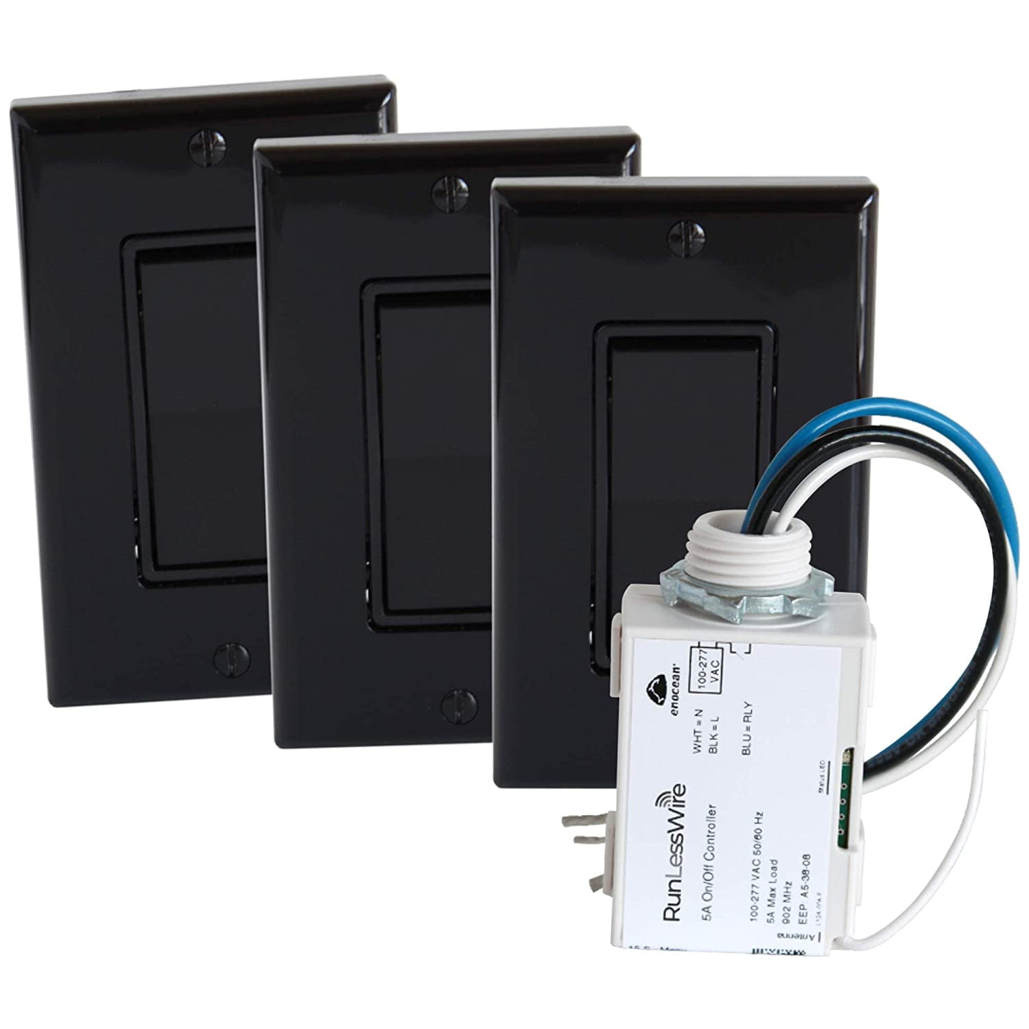 RunLessWire Remote Kinetic Battery-Free Wireless On/Off 4-Way Light ...