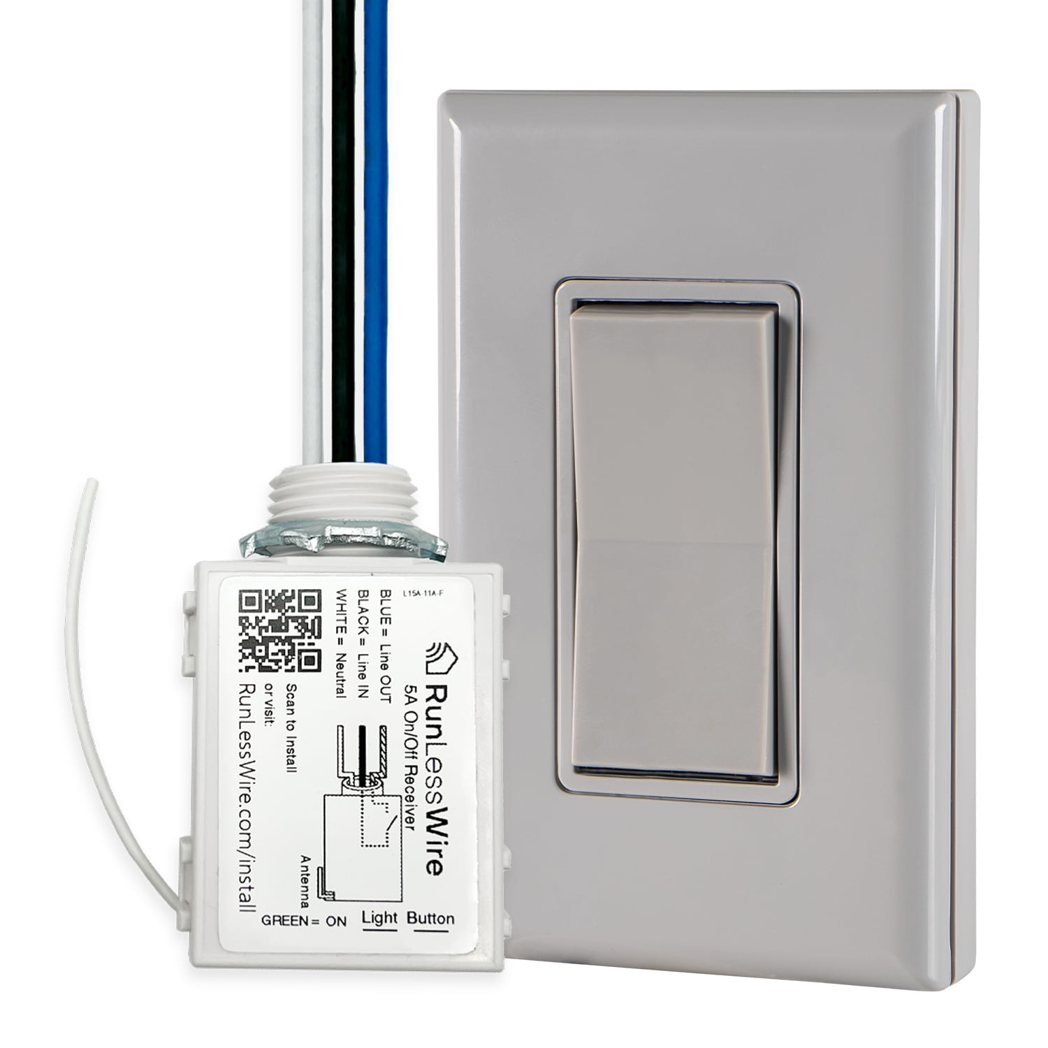 RunLessWire Single Pole On/Off Wireless Battery-Free Remote Light ...
