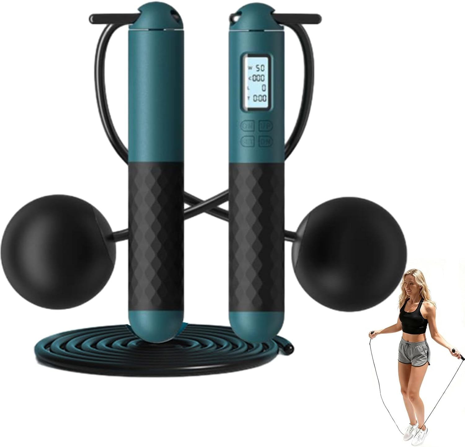 Runaivete Skipping Rope with Counter, Cordless Jump Rope, Adjustable ...