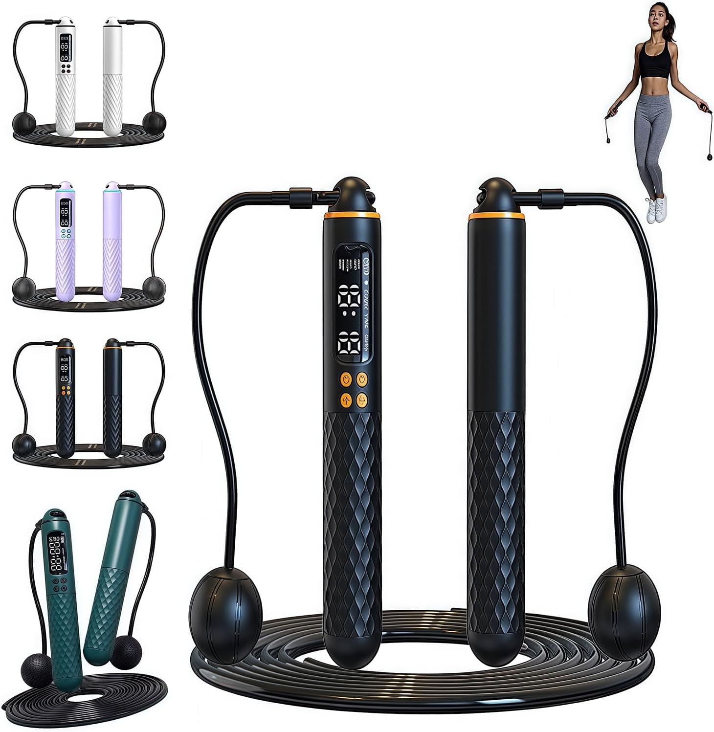 Runaivete Skipping Rope With Counter,Cordless Jump Rope,Smart Weighted ...
