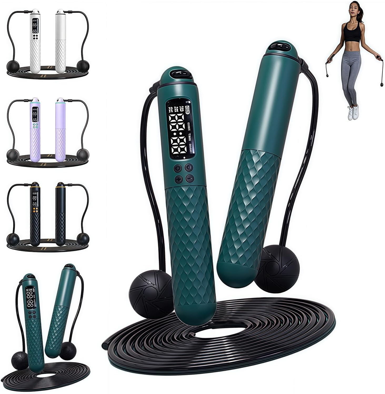 Runaivete Skipping Rope With Counter,Cordless Jump Rope,Smart Weighted ...