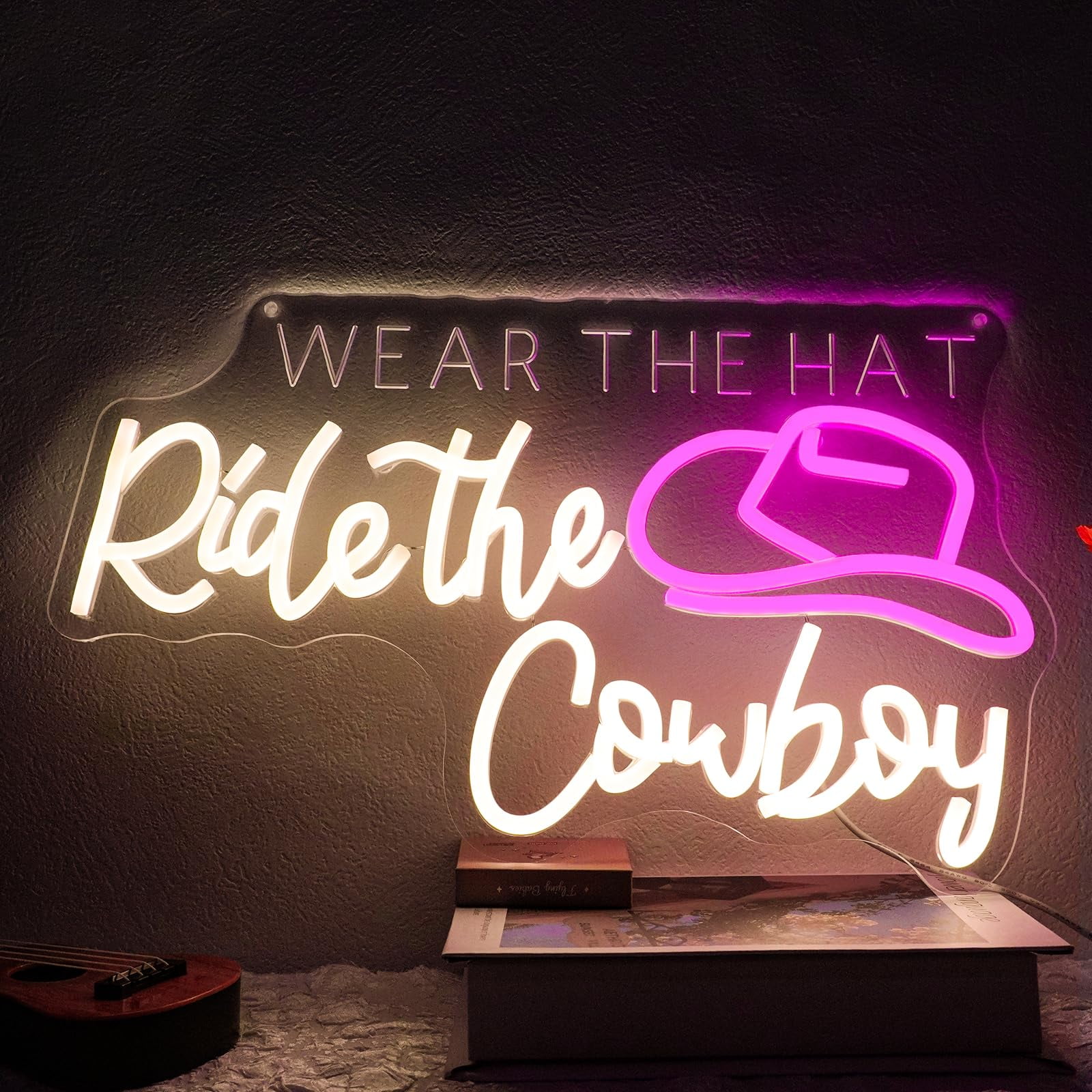 Runalosa Wear The Hat Ride The Cowboy Neon Sign Dimmable Western Cowboy ...