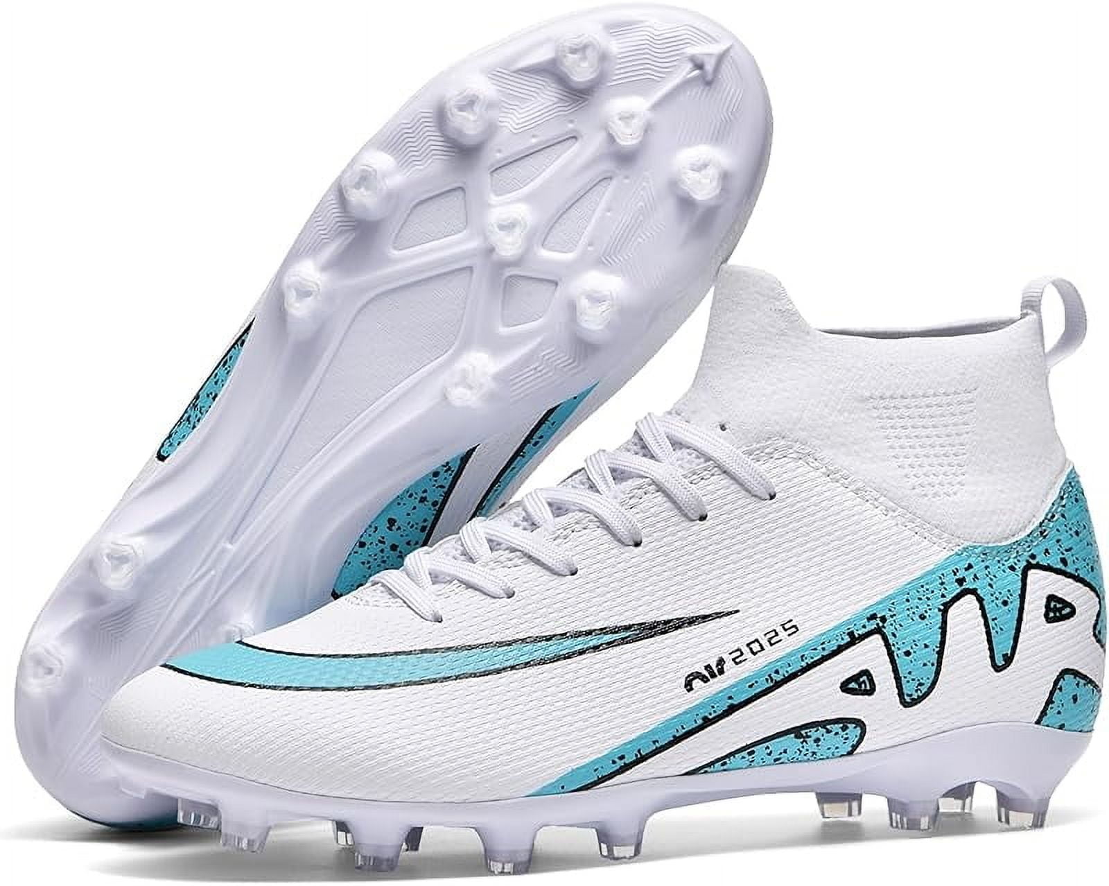 Runan men's soccer shoes football cleats high-tops lace-up non-slip ...