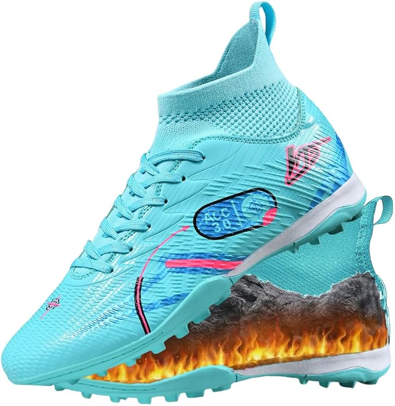 Runan soccer cleats faux fur for winter: high top football cleats for ...