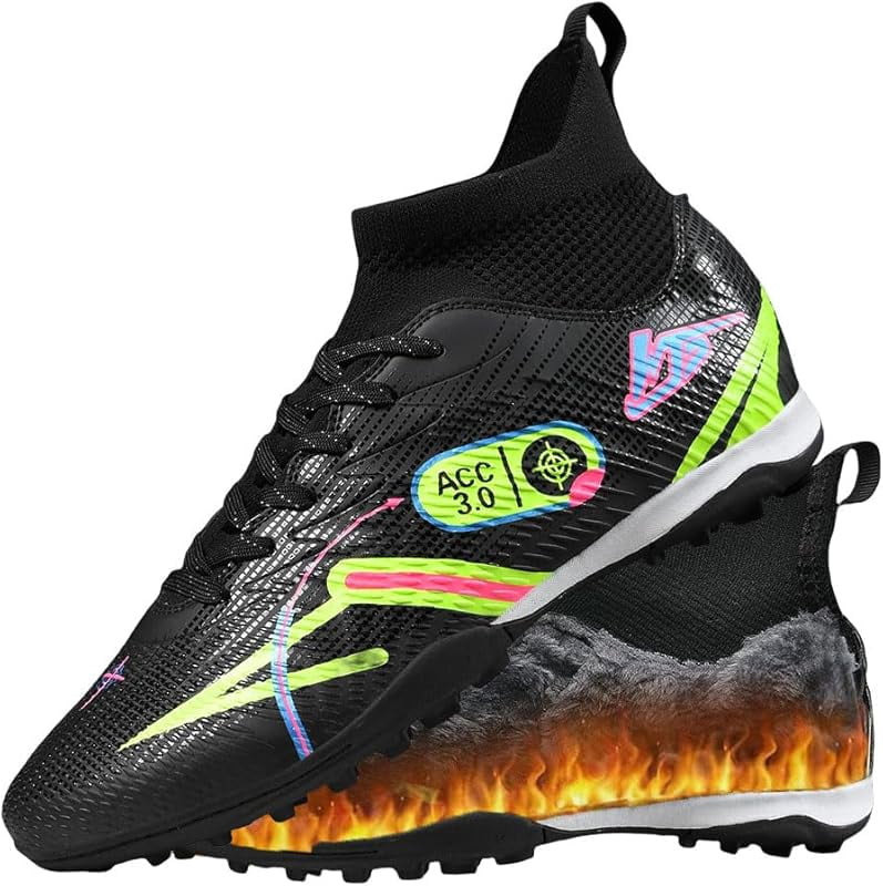 Runan soccer cleats faux fur for winter: high top football cleats for ...