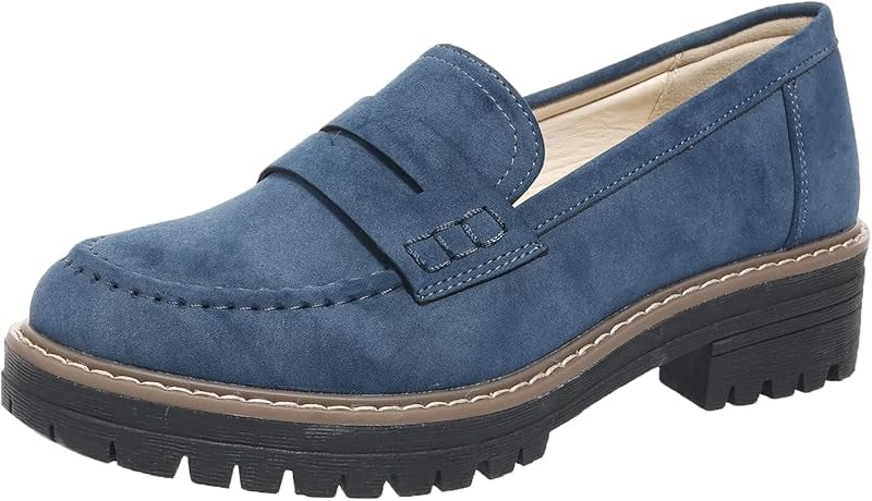 Runan womens loafers shoes platform chunky penny loafer lug sole ...