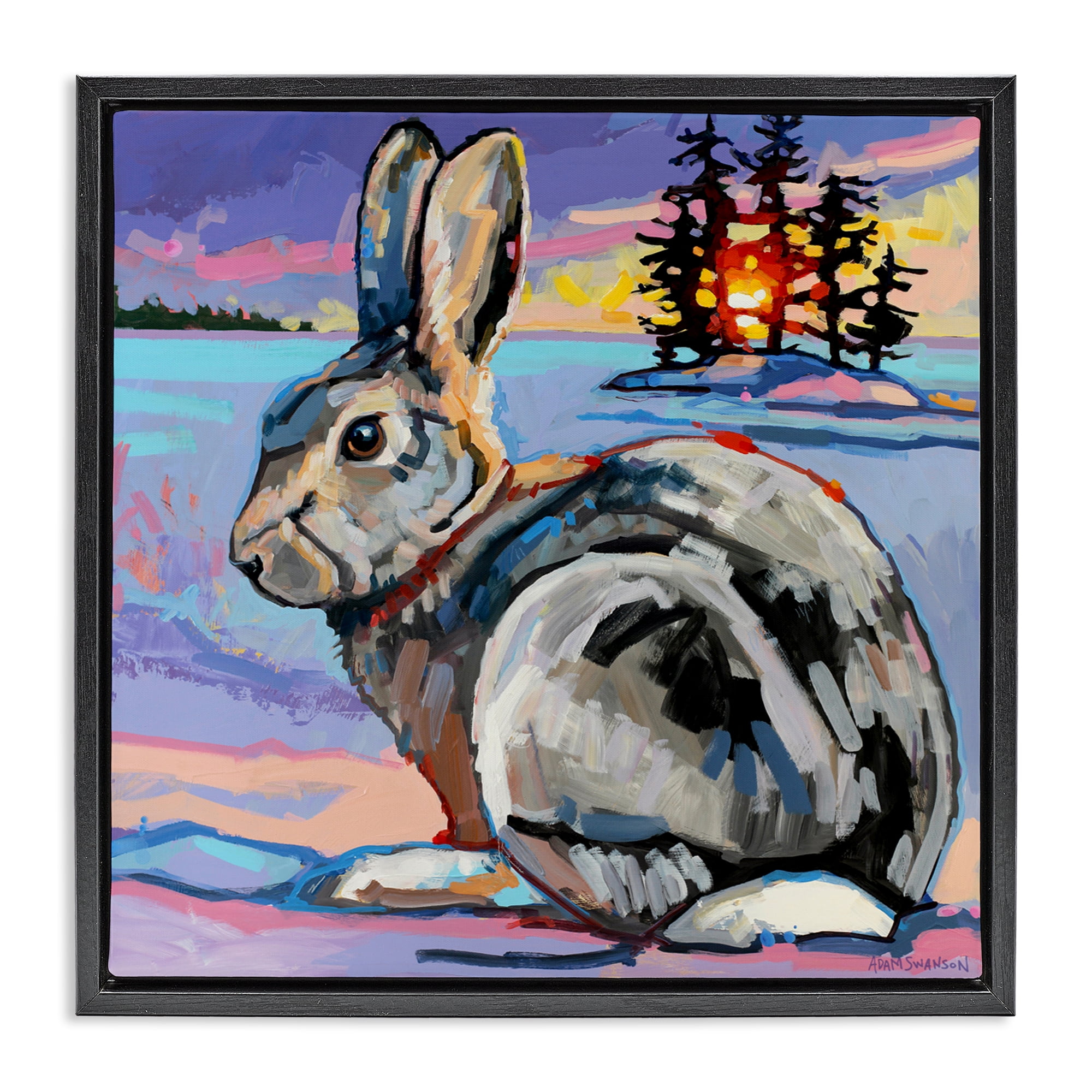 Runaway Goliath Rabbit Black Framed Floater Canvas Wall Art, design by ...