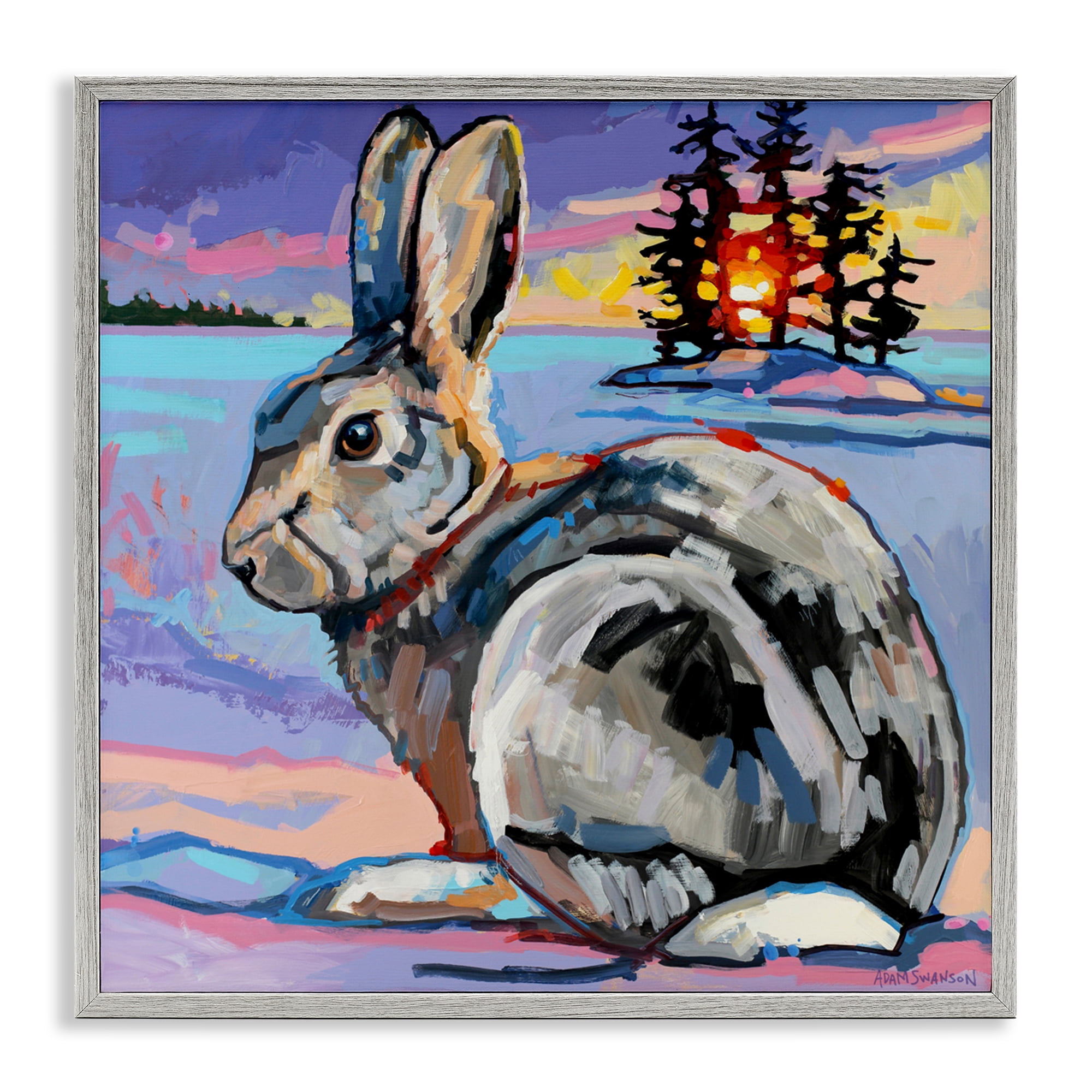 Runaway Goliath Rabbit Gray Framed Giclee Art, design by Adam Swanson ...