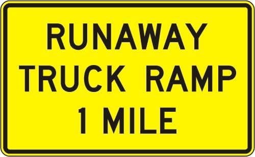 Runaway Truck Ramp Sign Traffic Warning Signs Metal Sign Tin Sign 8x12 ...