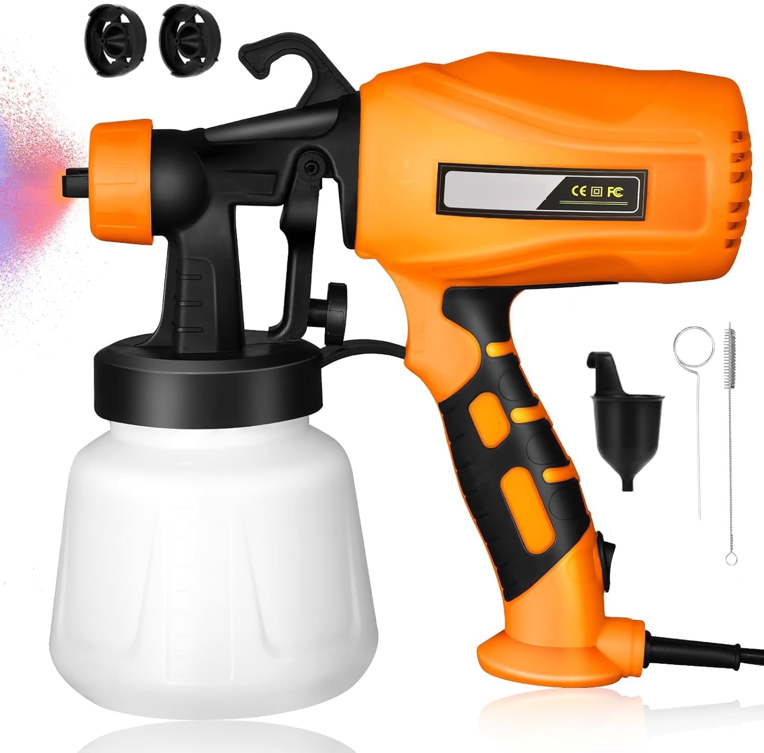 Runbaixing 550W Electric Paint Sprayer, Spray Gun with 2 Nozzles, 3 ...