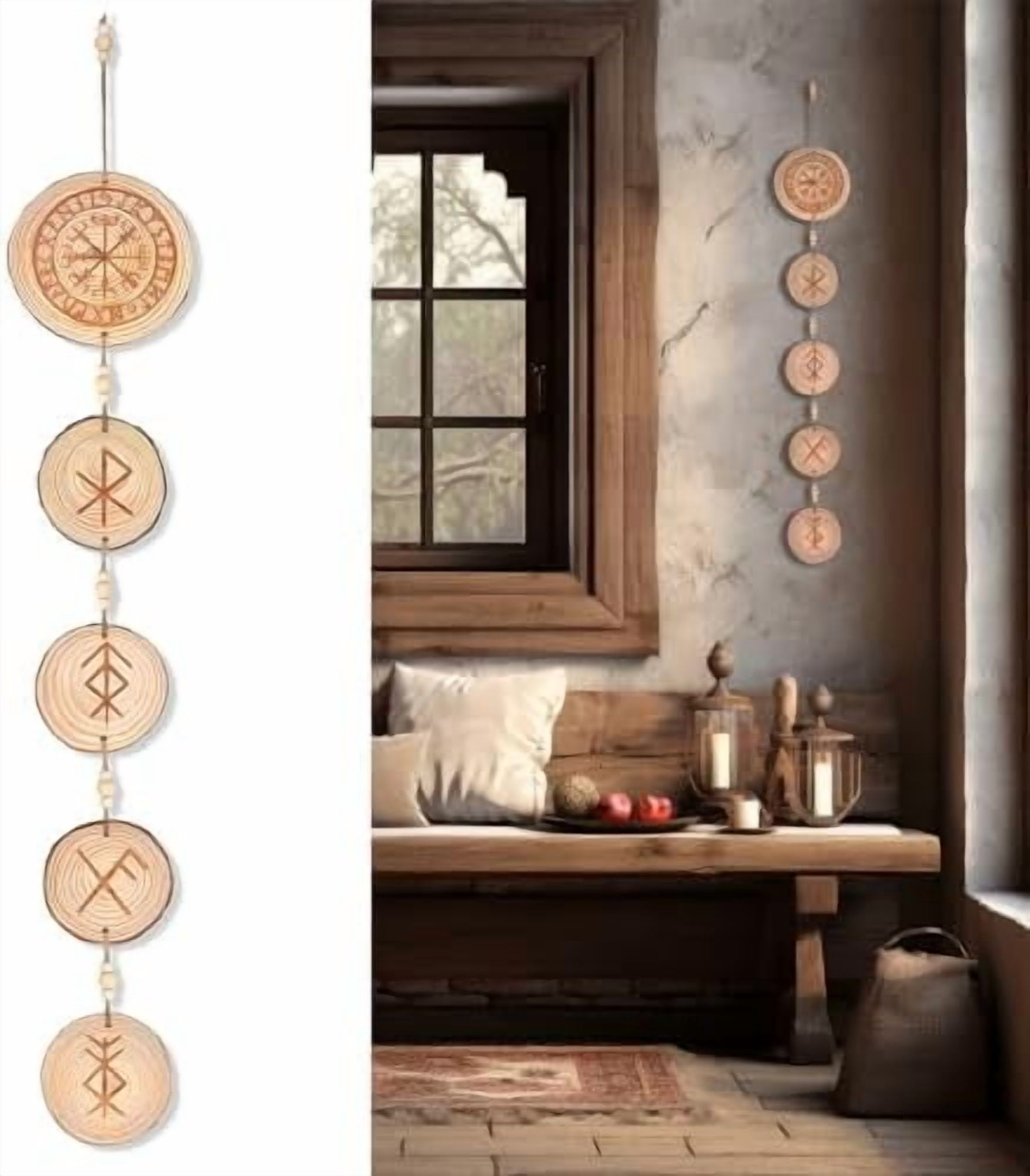 Rune Chain Hanger: For prosperity/luck/love/protection. Viking circular ...