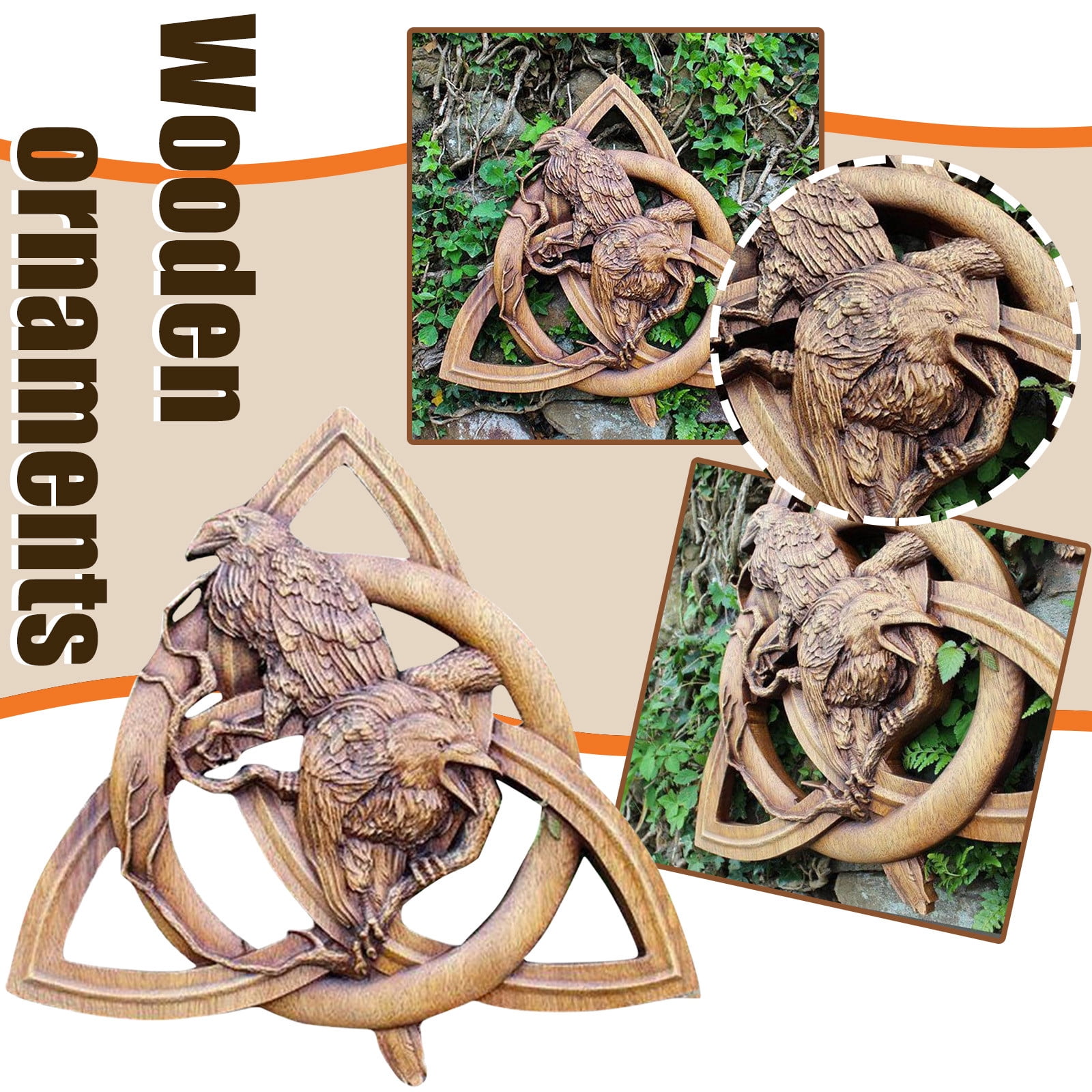 Rune Wood Norse Norse Gods Hanging Carving Wall Home - Walmart.com