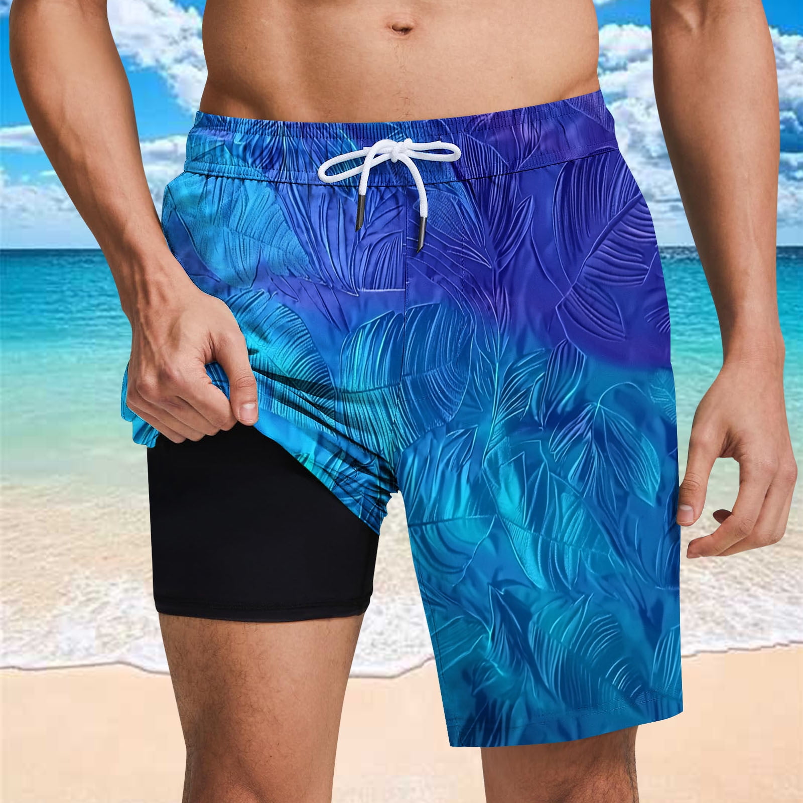 Runfenguu Men Swim Shorts, Men Workout Shorts Men Casual Fashion Print ...