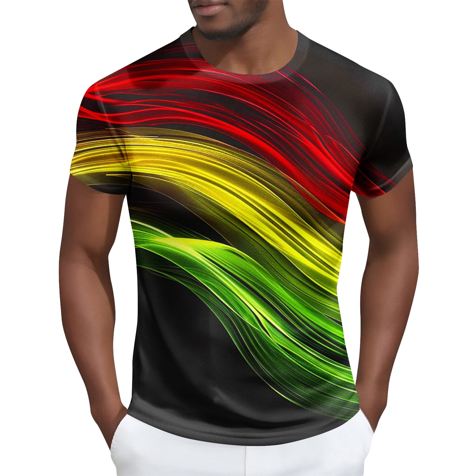 Runfenguu Men's Gradient Color Tee Casual Short Sleeve Round Neck ...