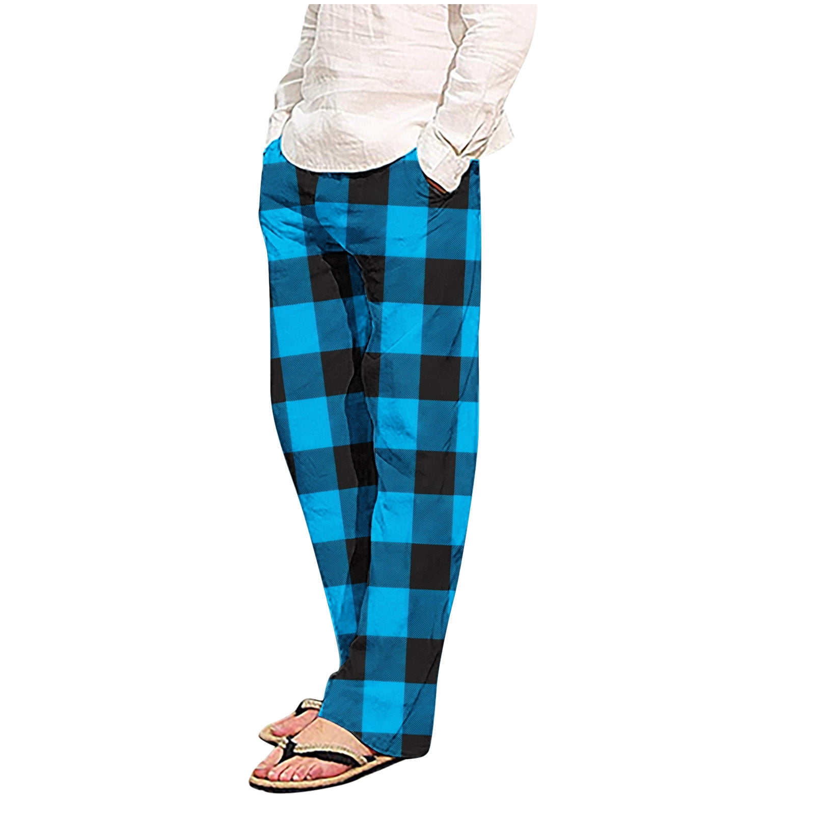 Runfenguu Mens Pants Sweatpants Fashion Men'S Casual Plaid Printing ...
