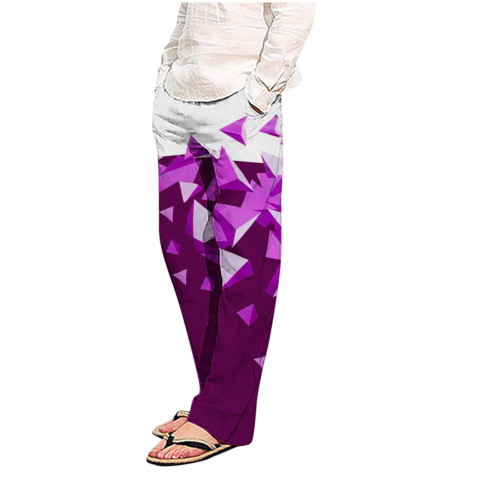 Runfenguu Pants Cargo Pants Fashion Men'S Casual Plaid Printing Bandage ...