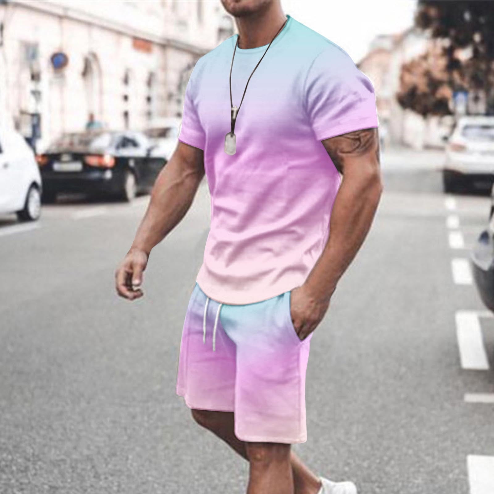 Runfenguu Summer Suits For Men, Muscle Suitmen Casual Round Neck ...