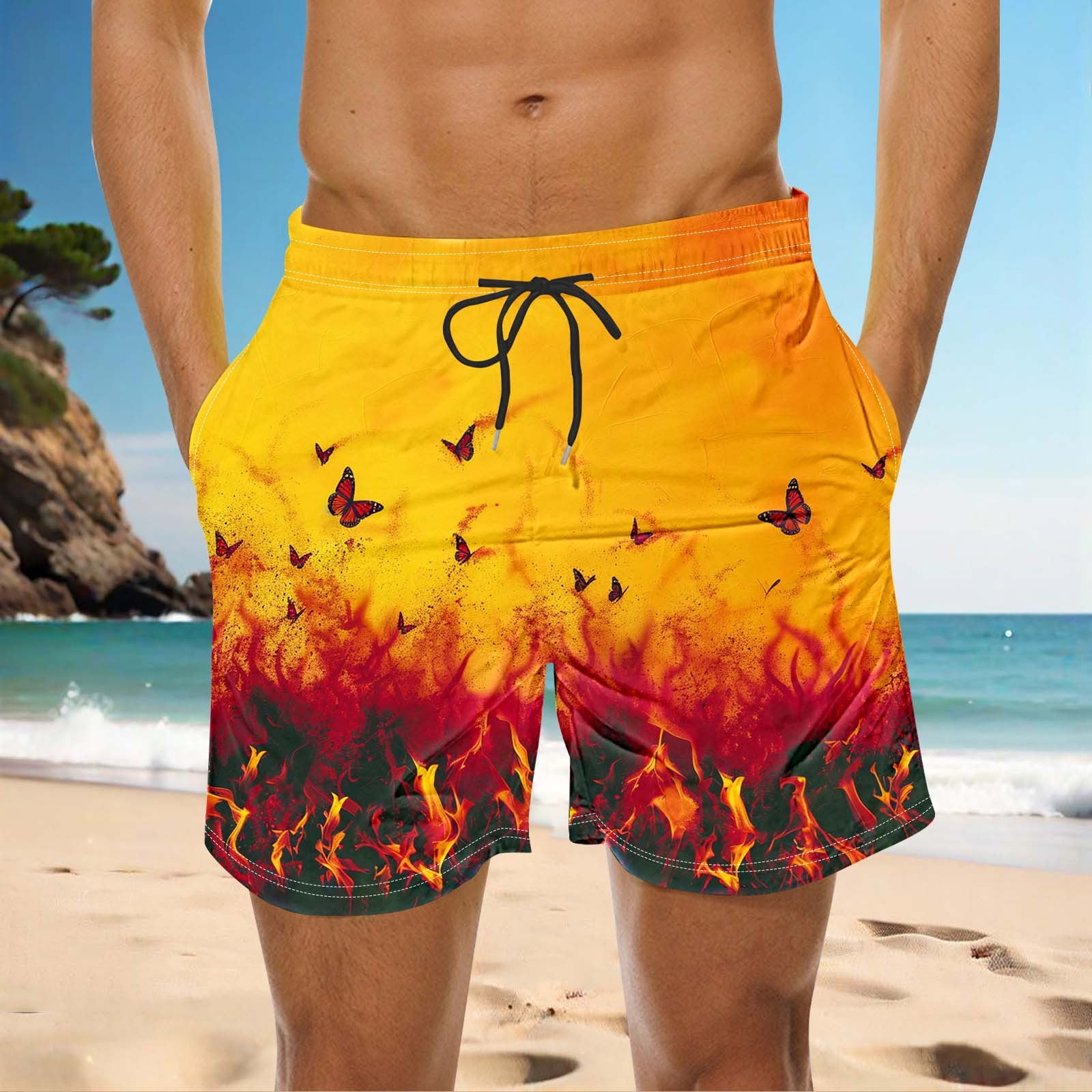 Runfenguu Swimming Shorts For Men, Yoga Shorts Men'S Special Print ...