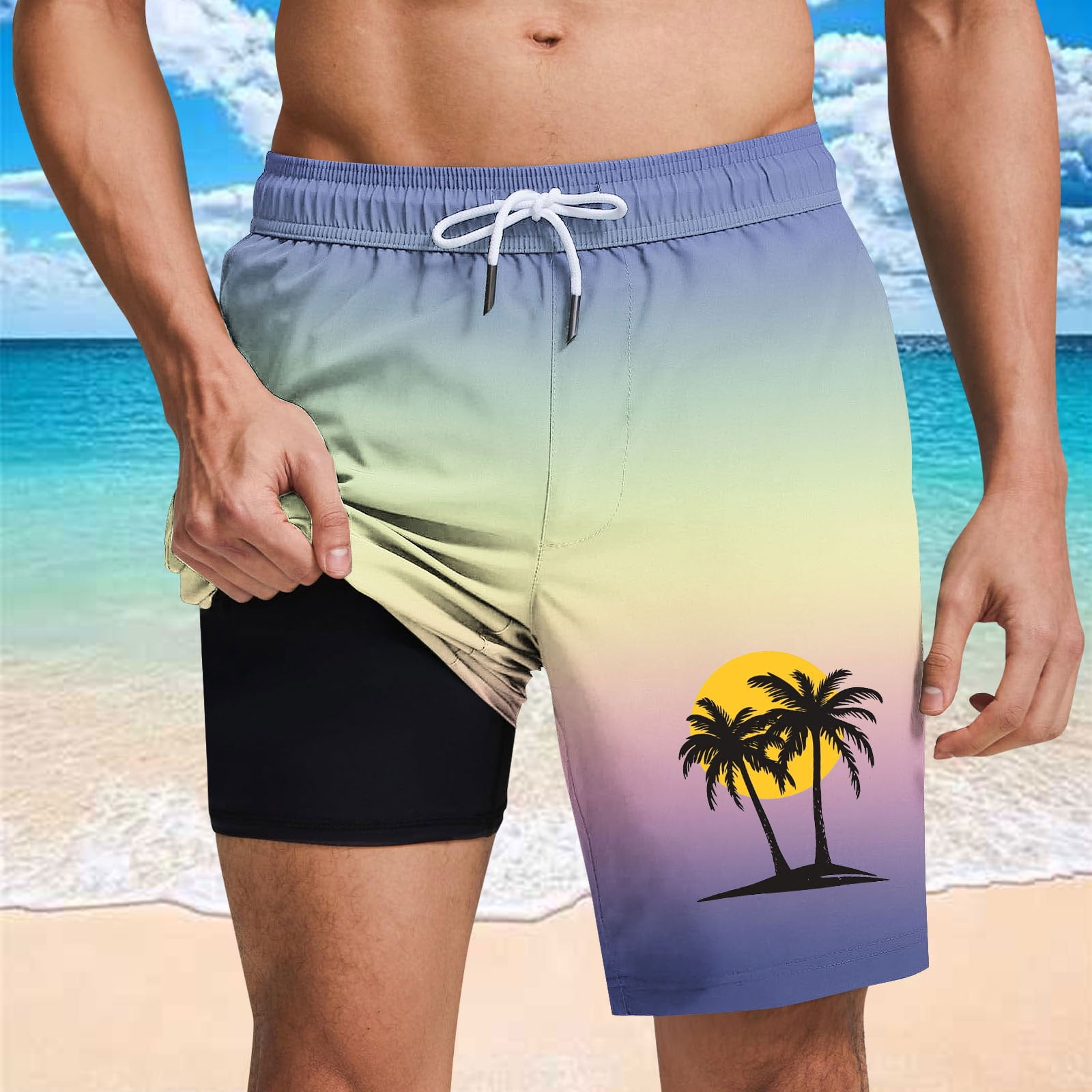Runfenguu Volleyball Shorts, Cargo Shorts Men Men'S Summer Gradient ...