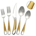 Runfly 20-Piece Modern Silver Gold Flatware Set, Full Cutlery Tableware ...