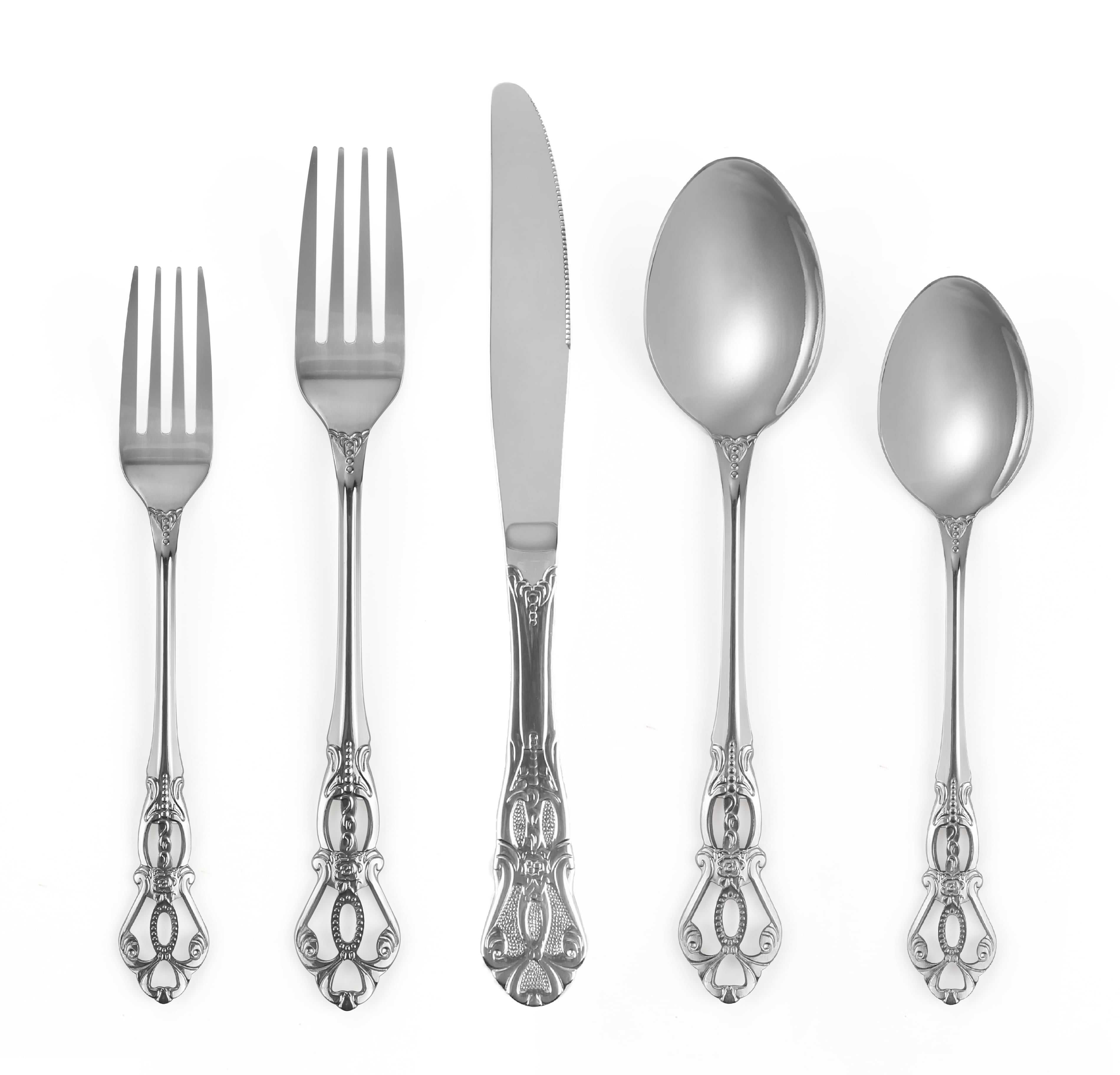 Runfly Modern Silverware 20-Piece Stainless Steel Flatware Set, Service ...
