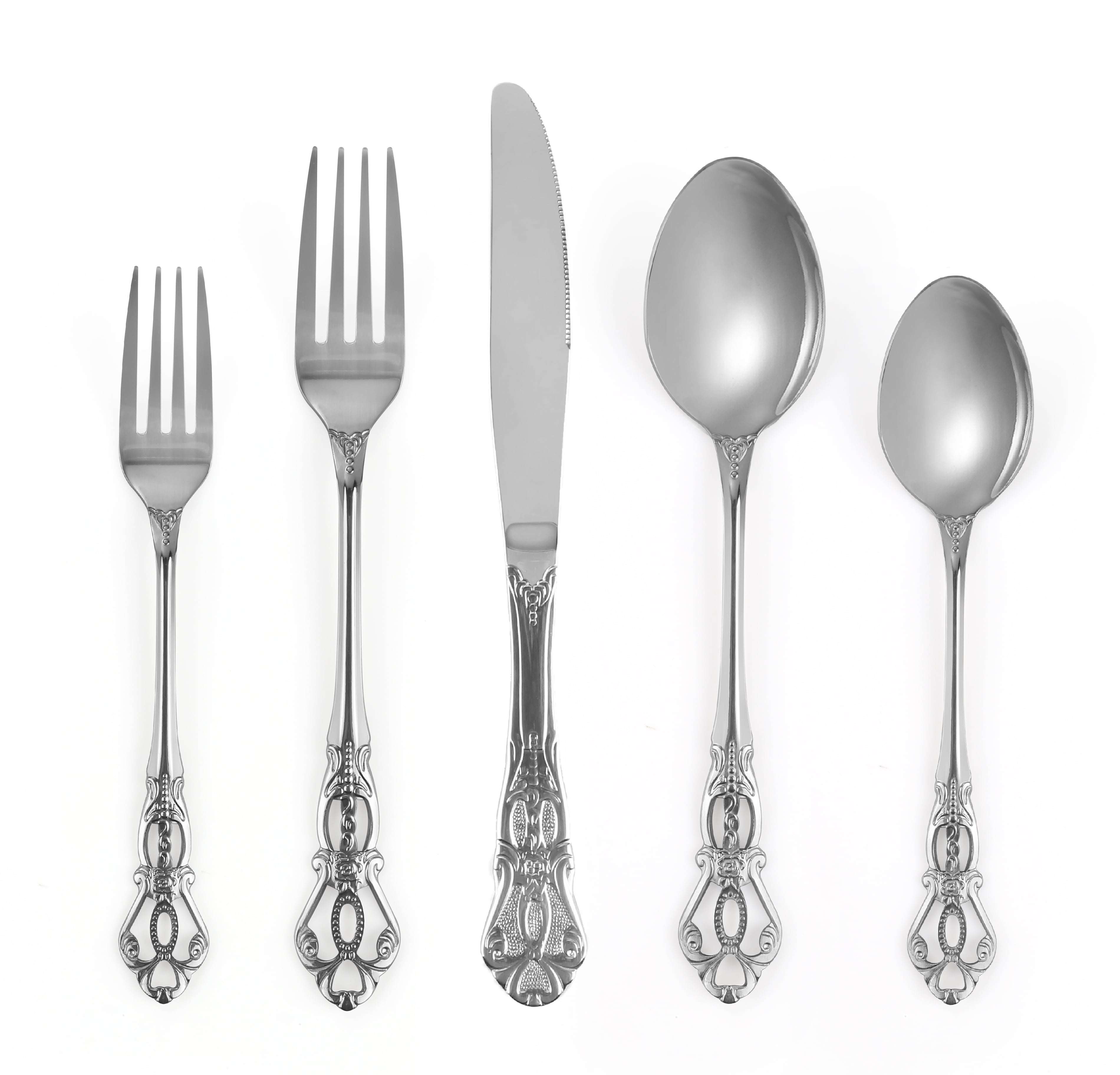 Runfly Modern Silverware 20-Piece Stainless Steel Flatware Set, Service ...