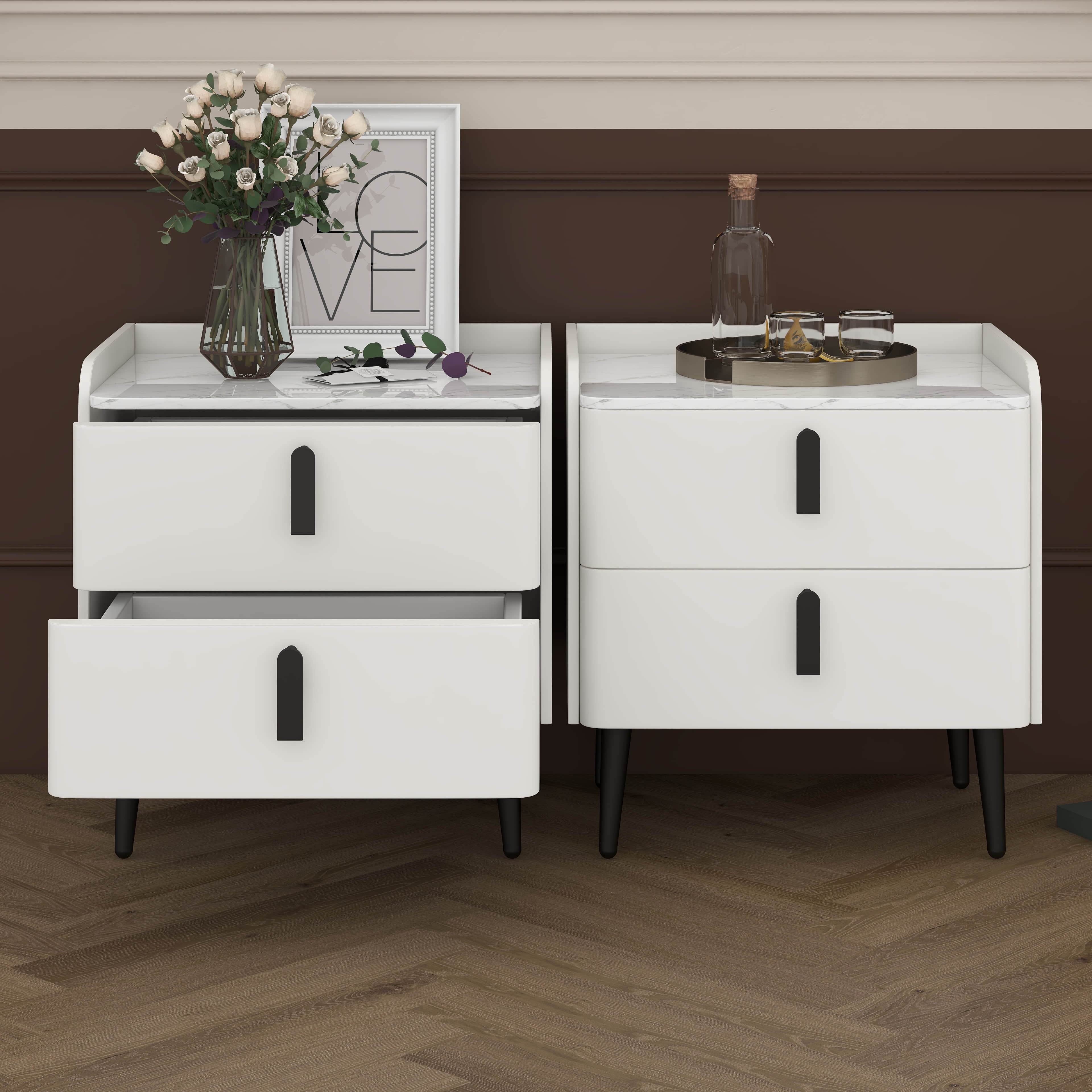 Runforrest Nightstands Set of 2, Modern Nightstand with 2 Drawers ...