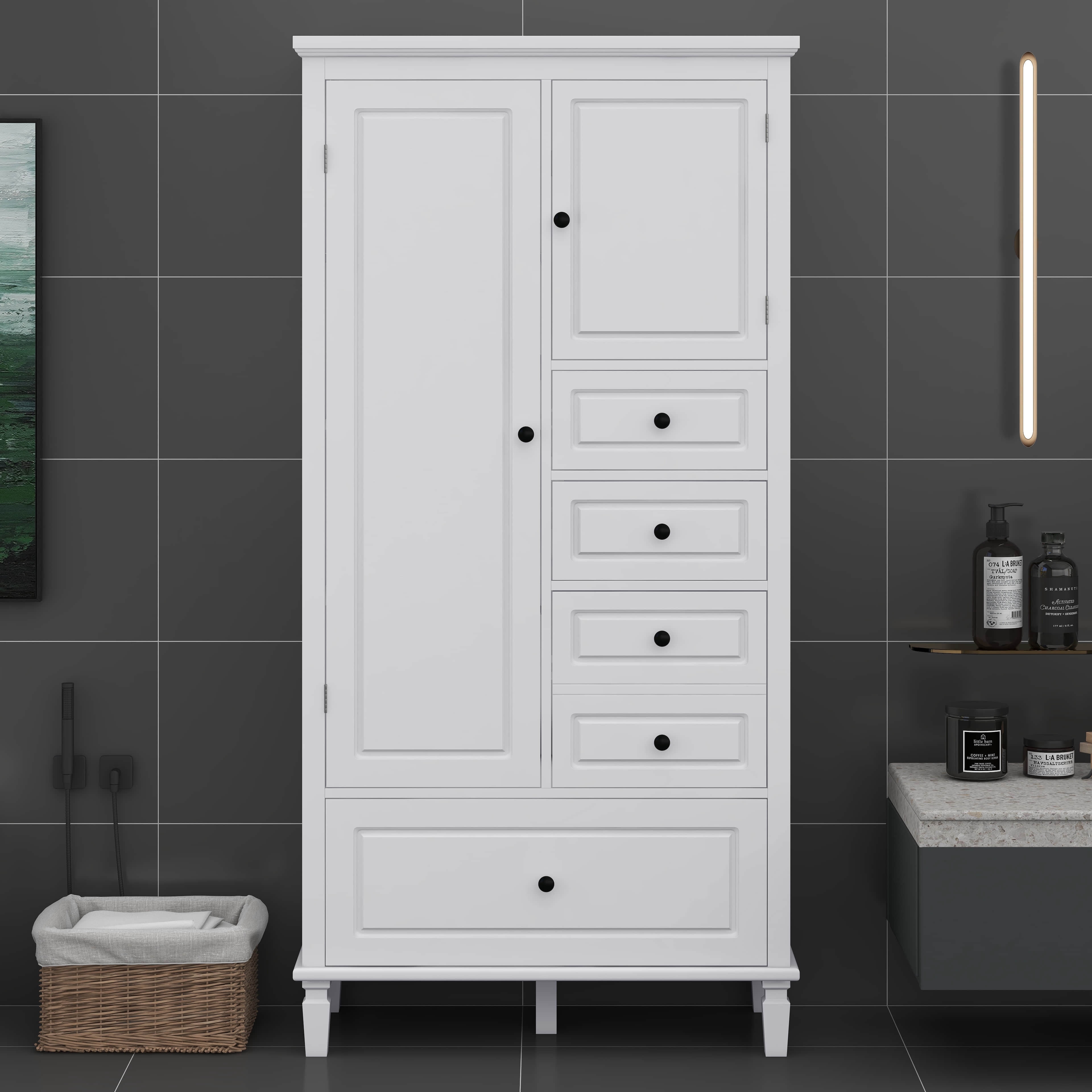 Runforrest Tall and Wide Storage Cabinet with Doors, Metal Hardware ...