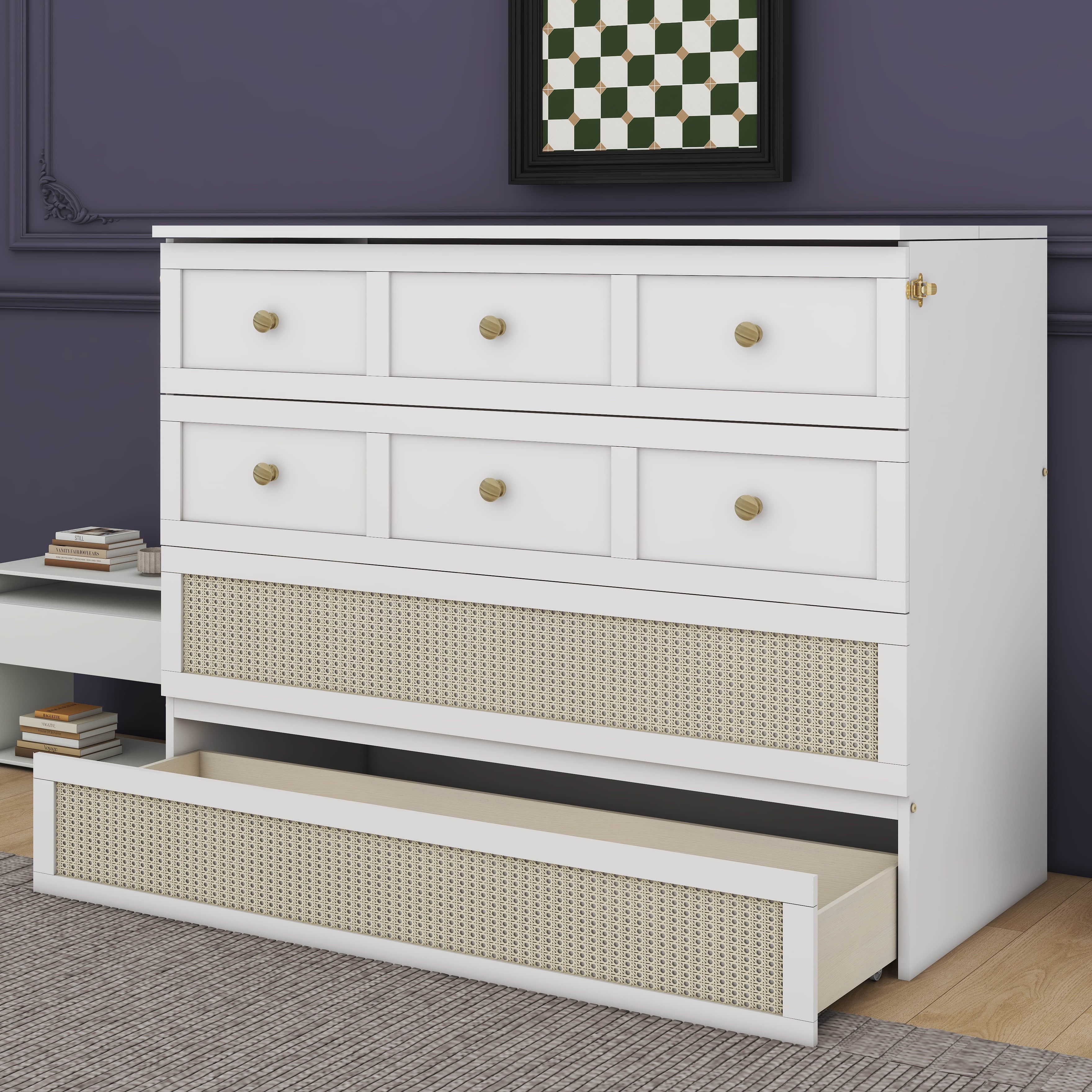 Runforrrs Full Size White Color Murphy Bed with Large Drawers - Walmart.com