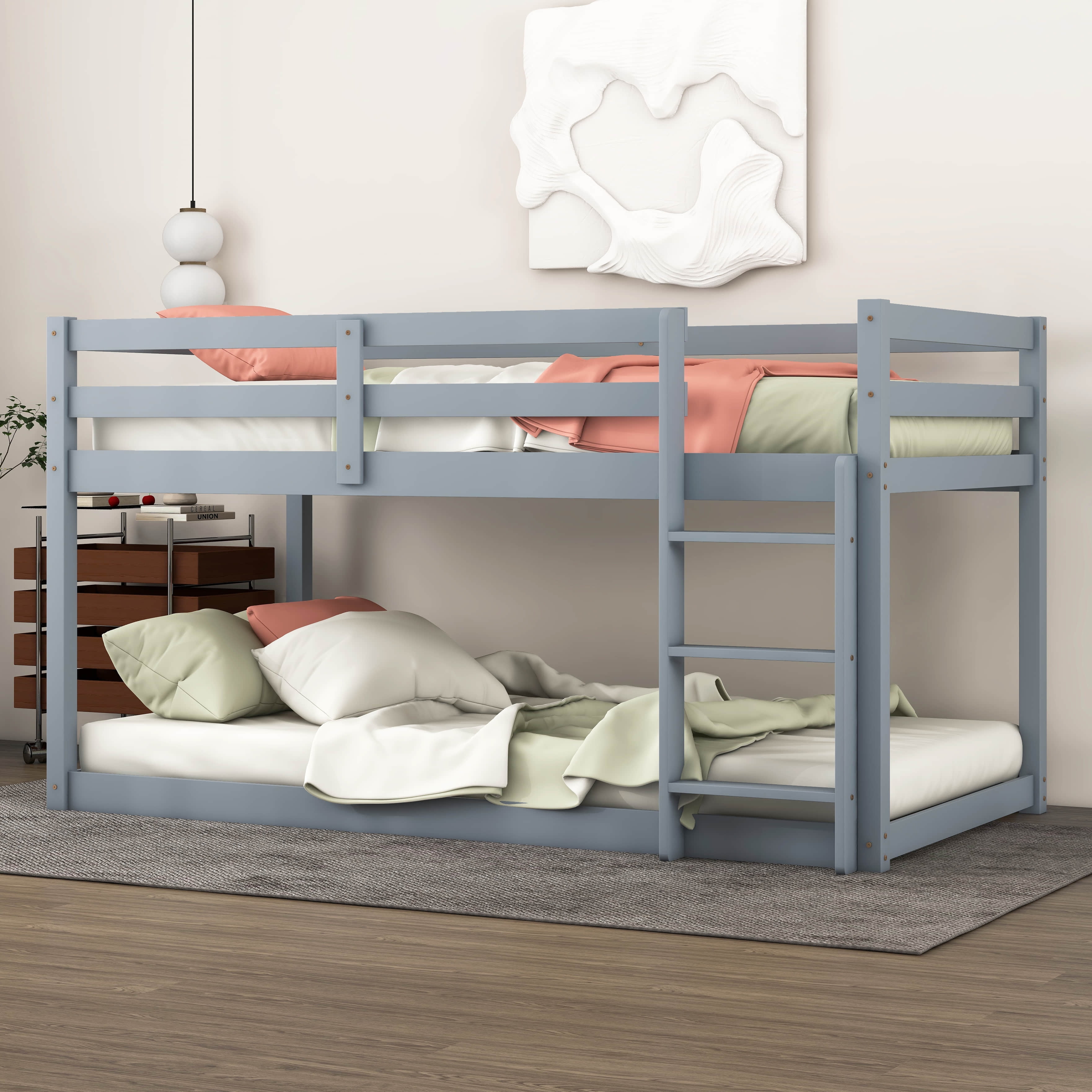 Runforrrs Solid Wood, Solid Rubber Twin Bunk Bed with Ladder, Platform ...