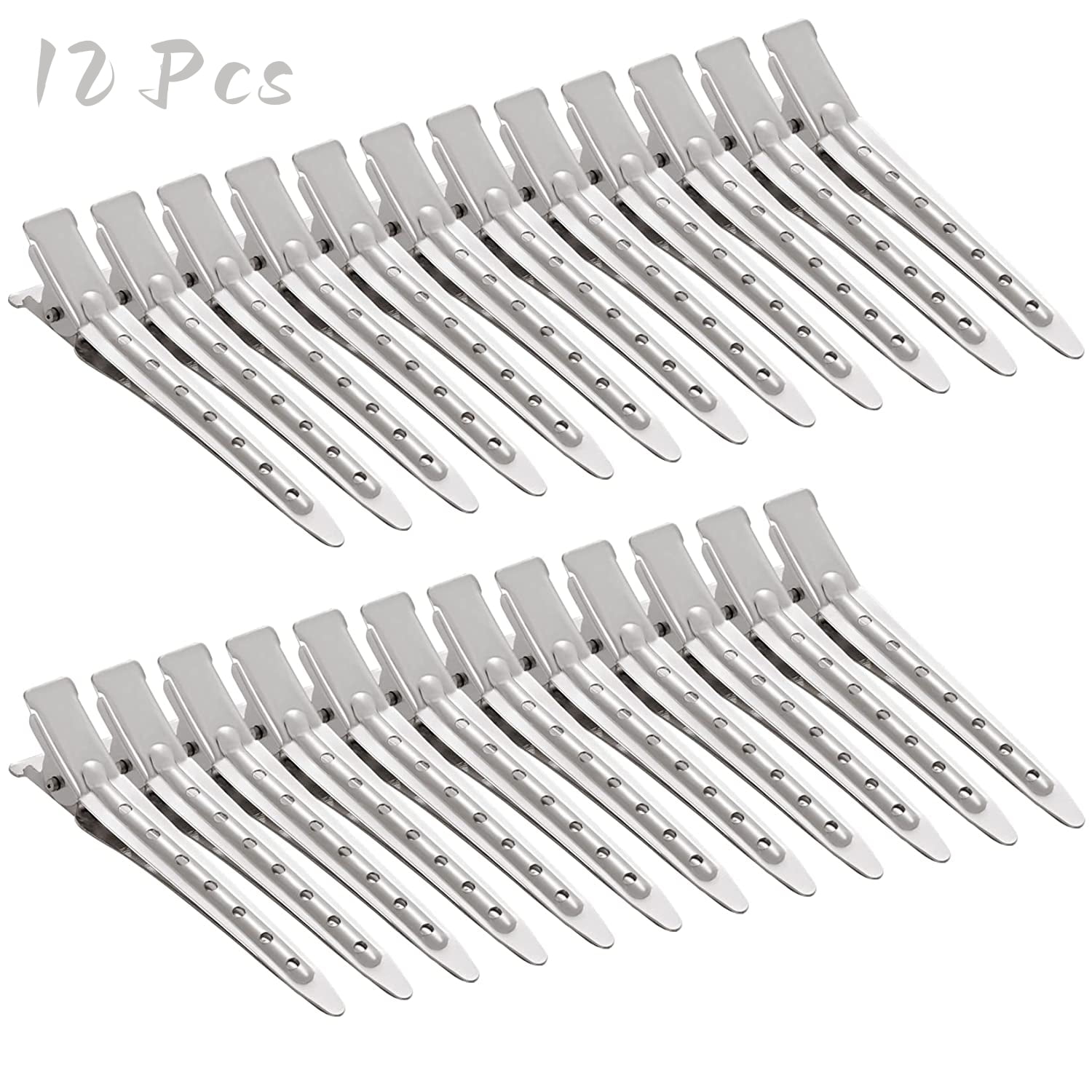 Rungopro 12 Pcs Salon Duck Bill Clips, 3.5 Inches Rustproof Metal ...