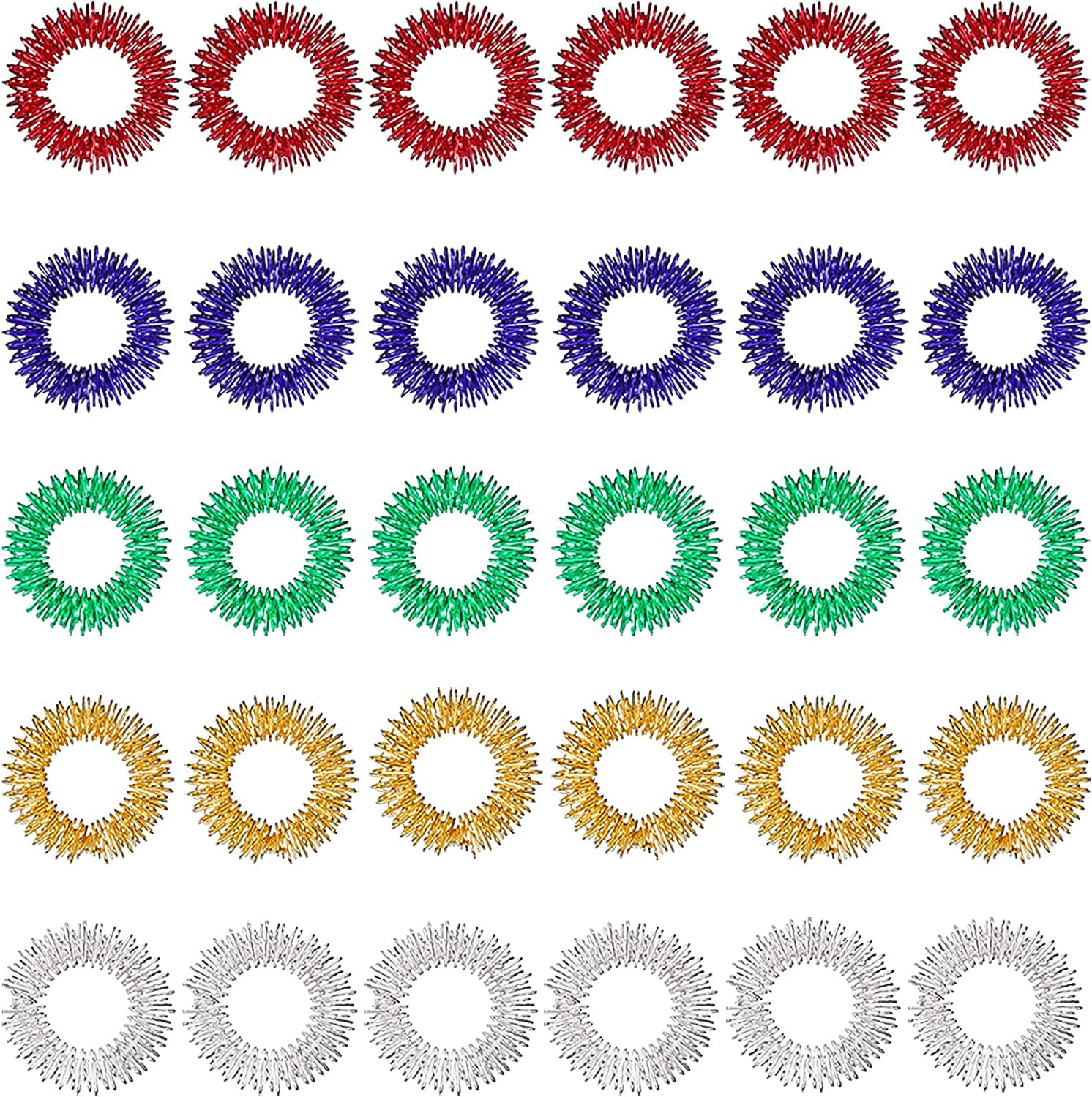 Rungopro 30 Pieces Acupressure Rings Sensory Rings for Fingers Stress ...