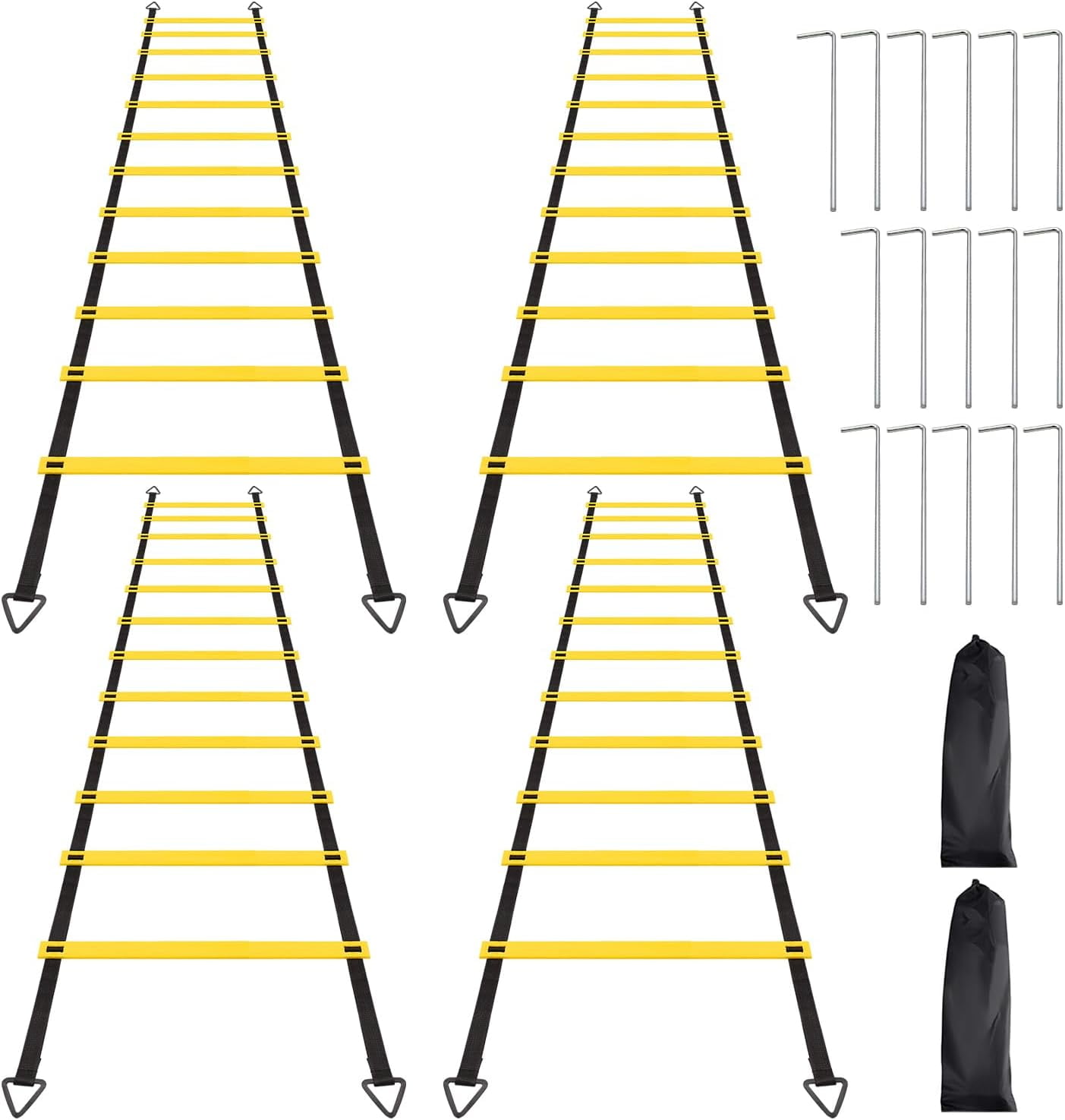 Rungs Agility Ladder Set, Training Ladder with Steel Stakes and Carry ...