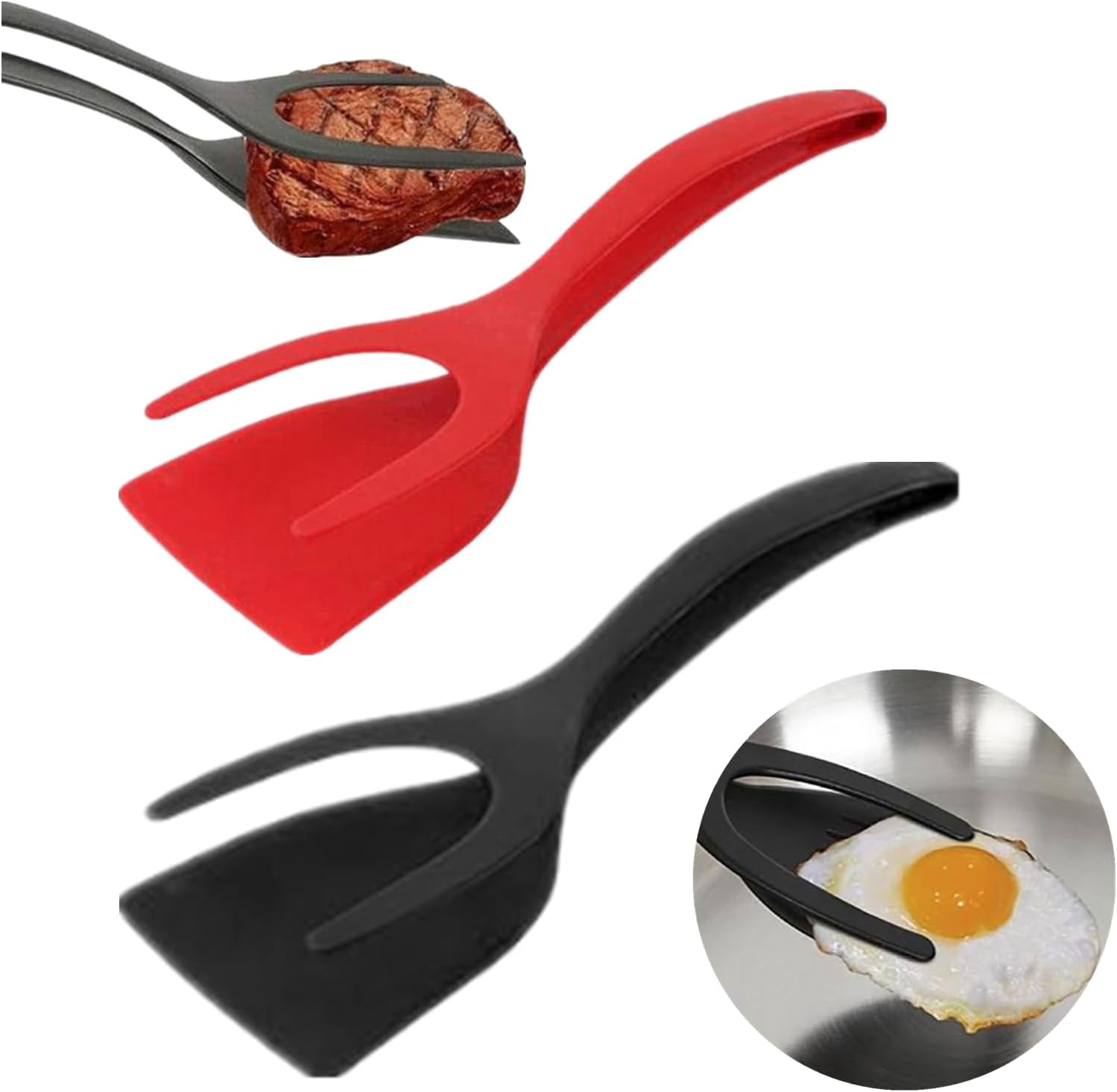 Rungungde 2 in 1 Spatula and Tongs - 2 in 1 Grip and Flip Spatula Tongs ...