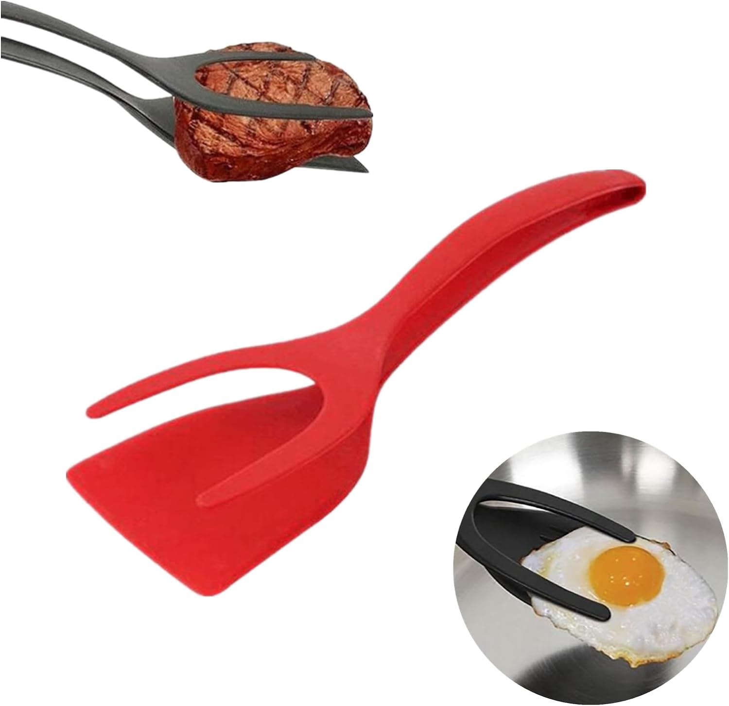 Rungungde 2 in 1 Spatula and Tongs - 2 in 1 Grip and Flip Spatula Tongs ...