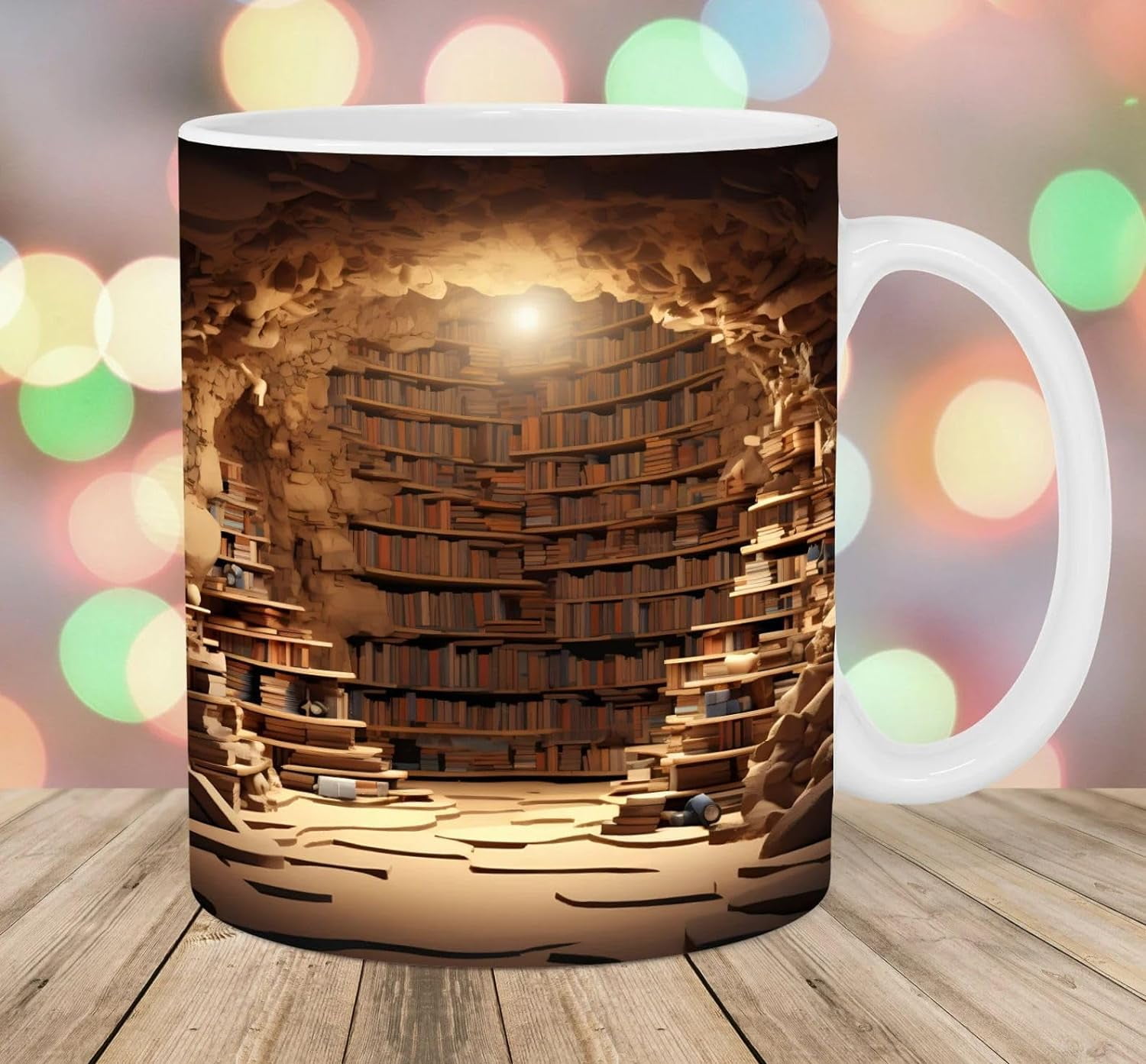 Rungungde 3D Bookshelf Mug - 11oz 3D Bookshelves Hole In A Wall Mug ...