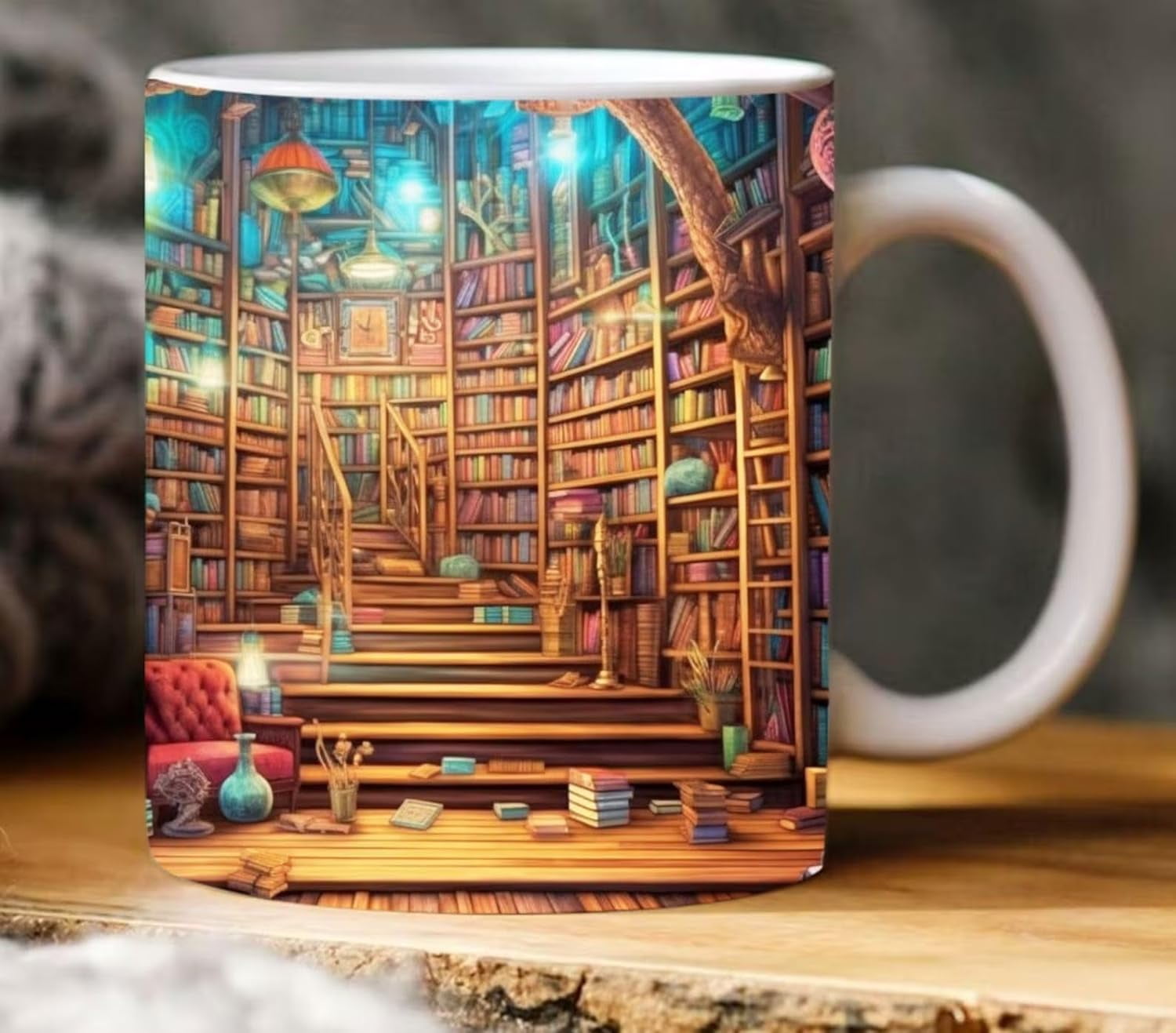 Rungungde 3D Bookshelf Mug - 11oz 3D Bookshelves Hole In A Wall Mug ...