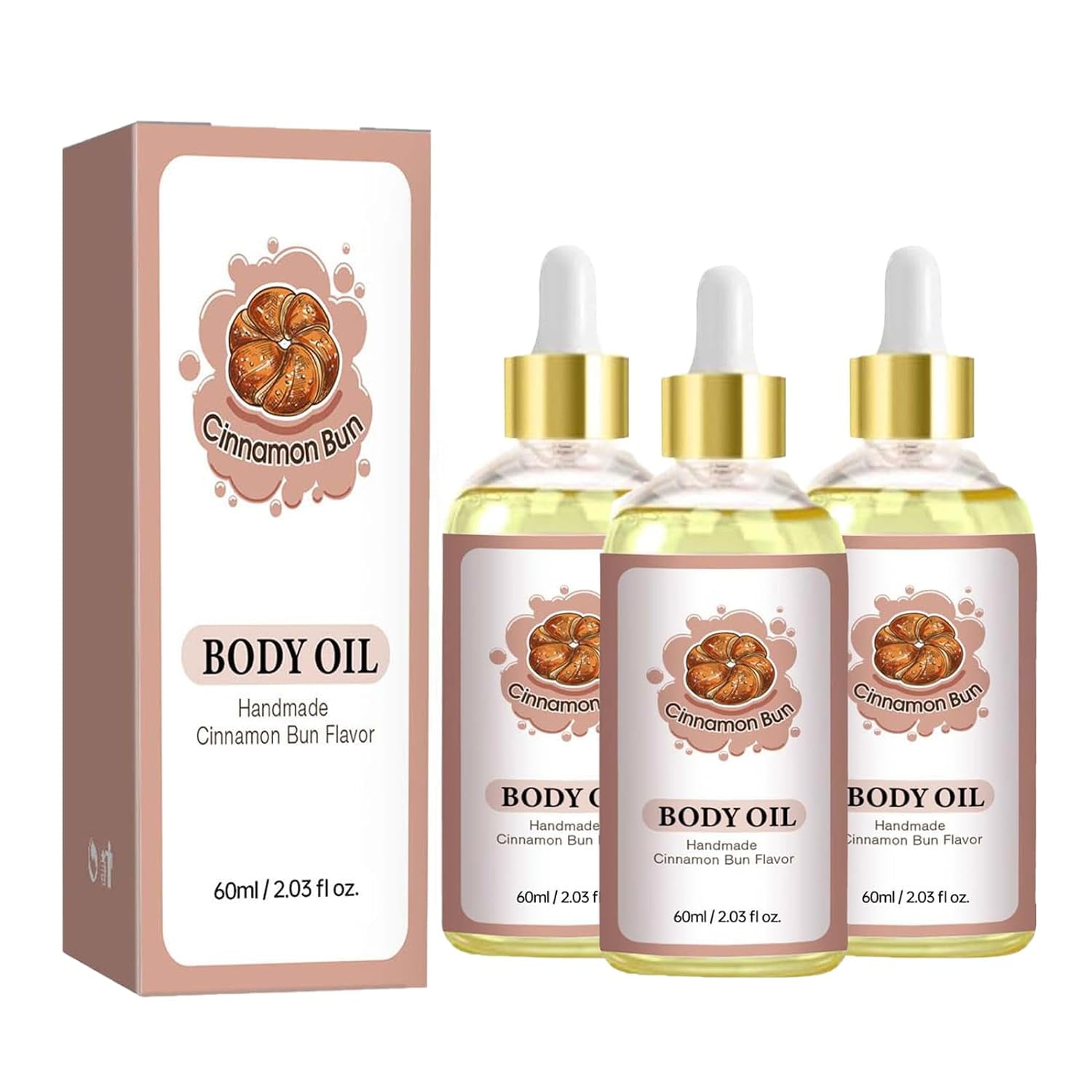 Rungungde Body Juice Oil, Natural Strawberry & Cinnamon Bun Body Oil ...