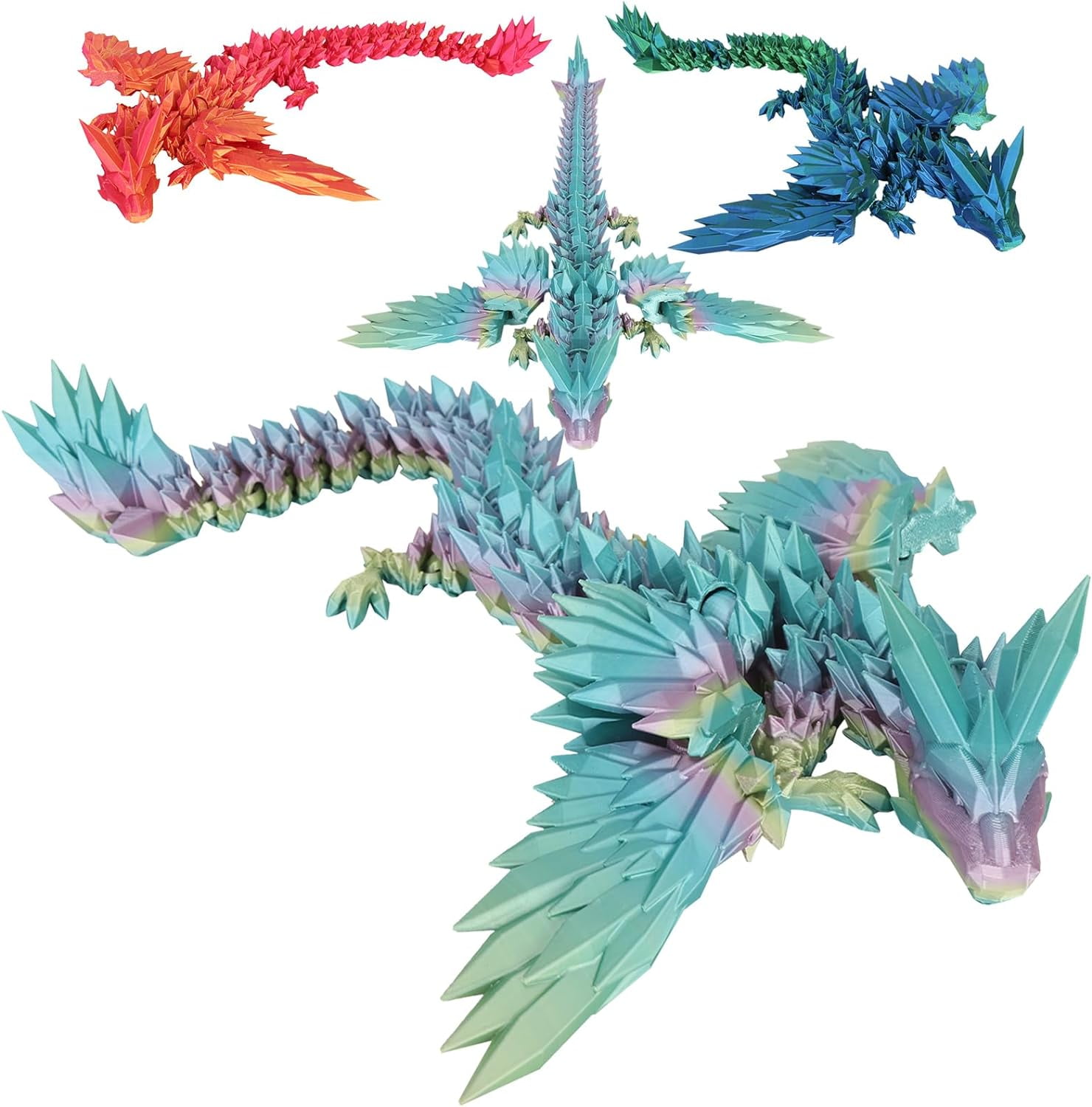 Rungungde Dragon with Wings - 3D Printed Crystal Rainbow Dragon with ...