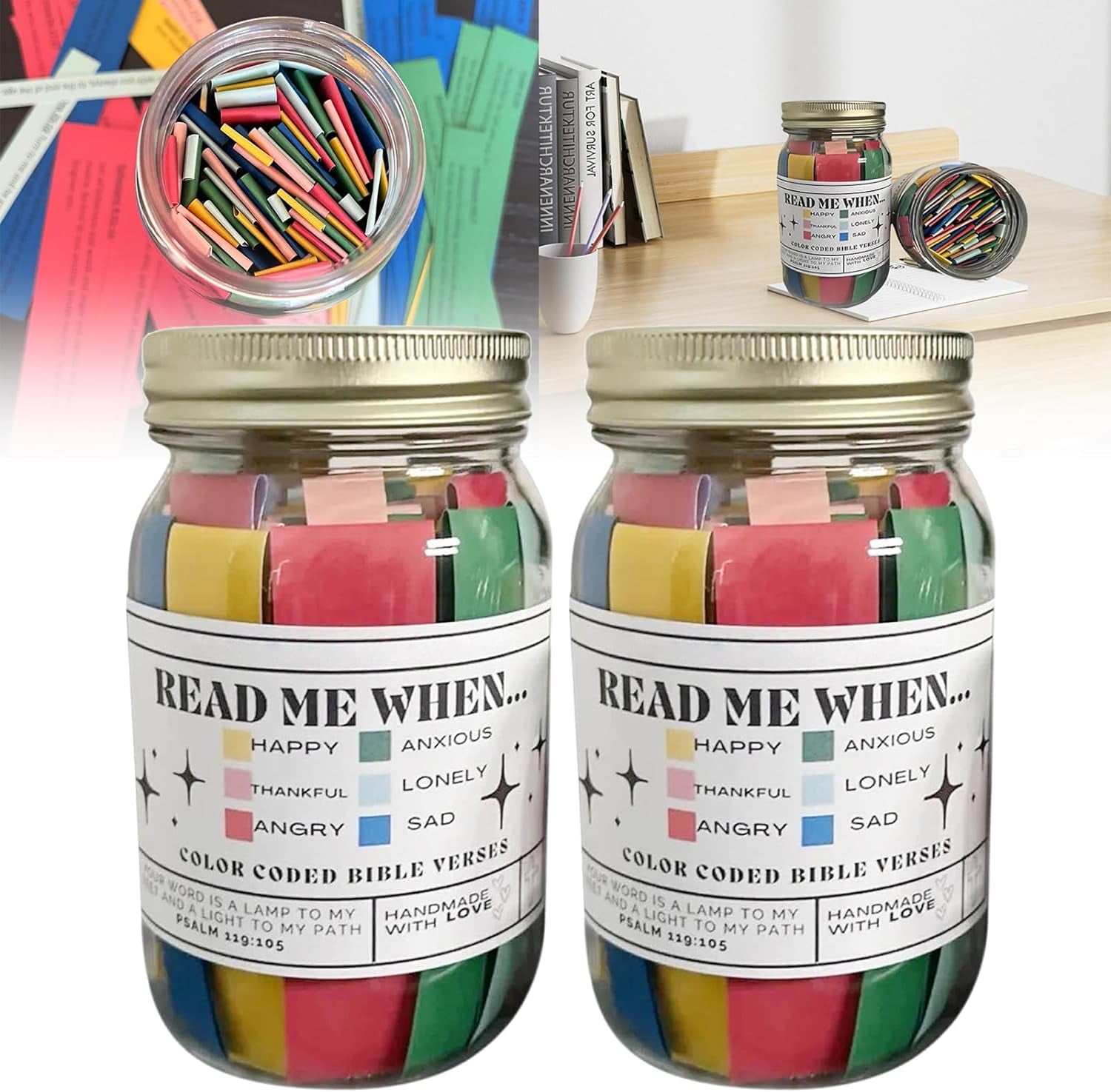 Rungungde Read Me When Bible Verses Jar - Color Coded Bible Verses for ...