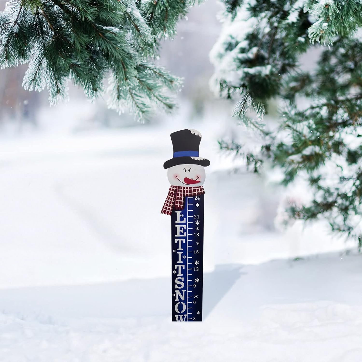 Rungungde Snowflake Snow Gauge, Handmade Metal Yard Garden Stakes Snow ...