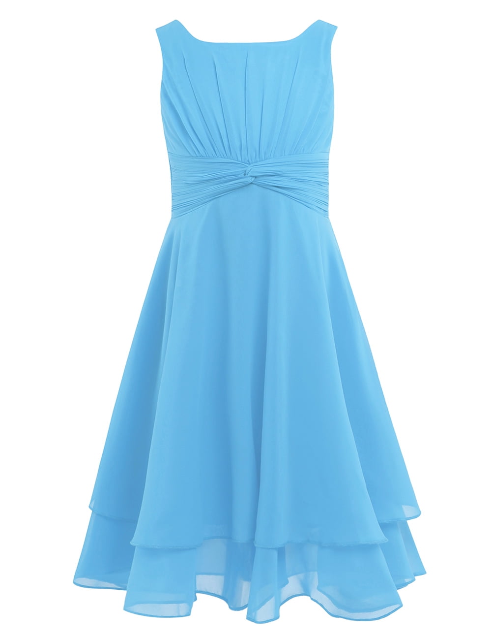 Runhomal Girls Chiffon Knotted Waist Flower Girl Dress Princess Wedding ...