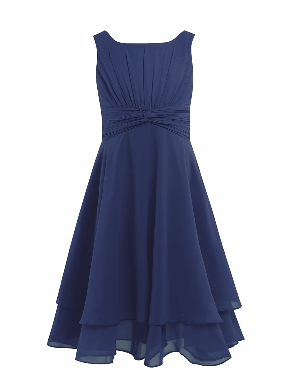 Runhomal Girls Chiffon Knotted Waist Flower Girl Dress Princess Wedding ...