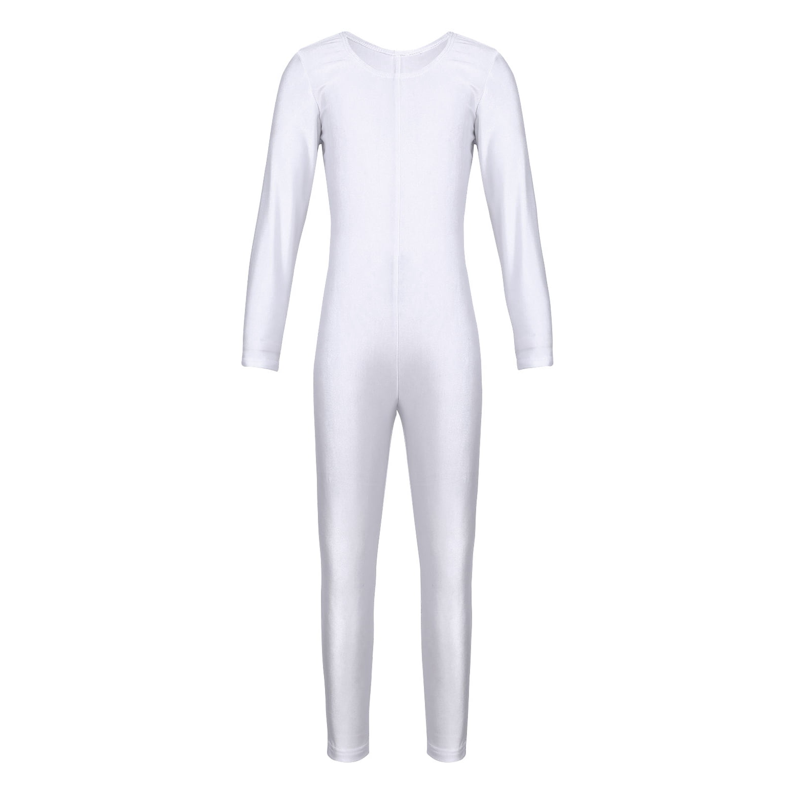 Runhomal Kid Girls Long Sleeve Round Neck Unitard Catsuit Full Bodysuit ...