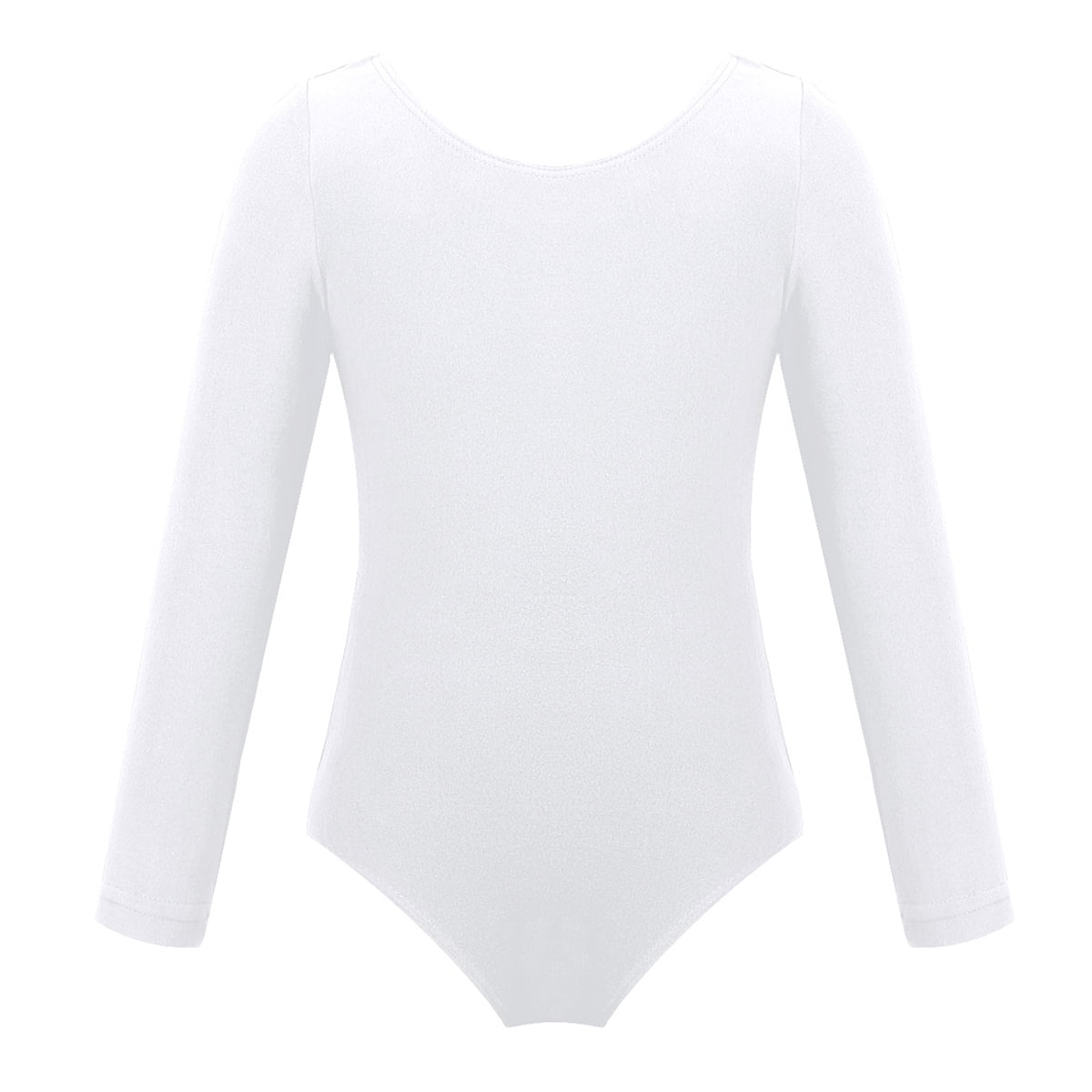 Runhomal Kids Girls Long Sleeves Round Neck Plain Ballet Dance Leotard ...