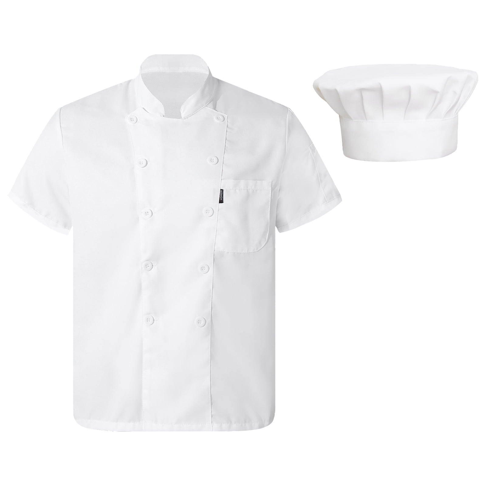 Runhomal Unisex Men Professional Chef Coat Short Sleeves Chef Jacket ...