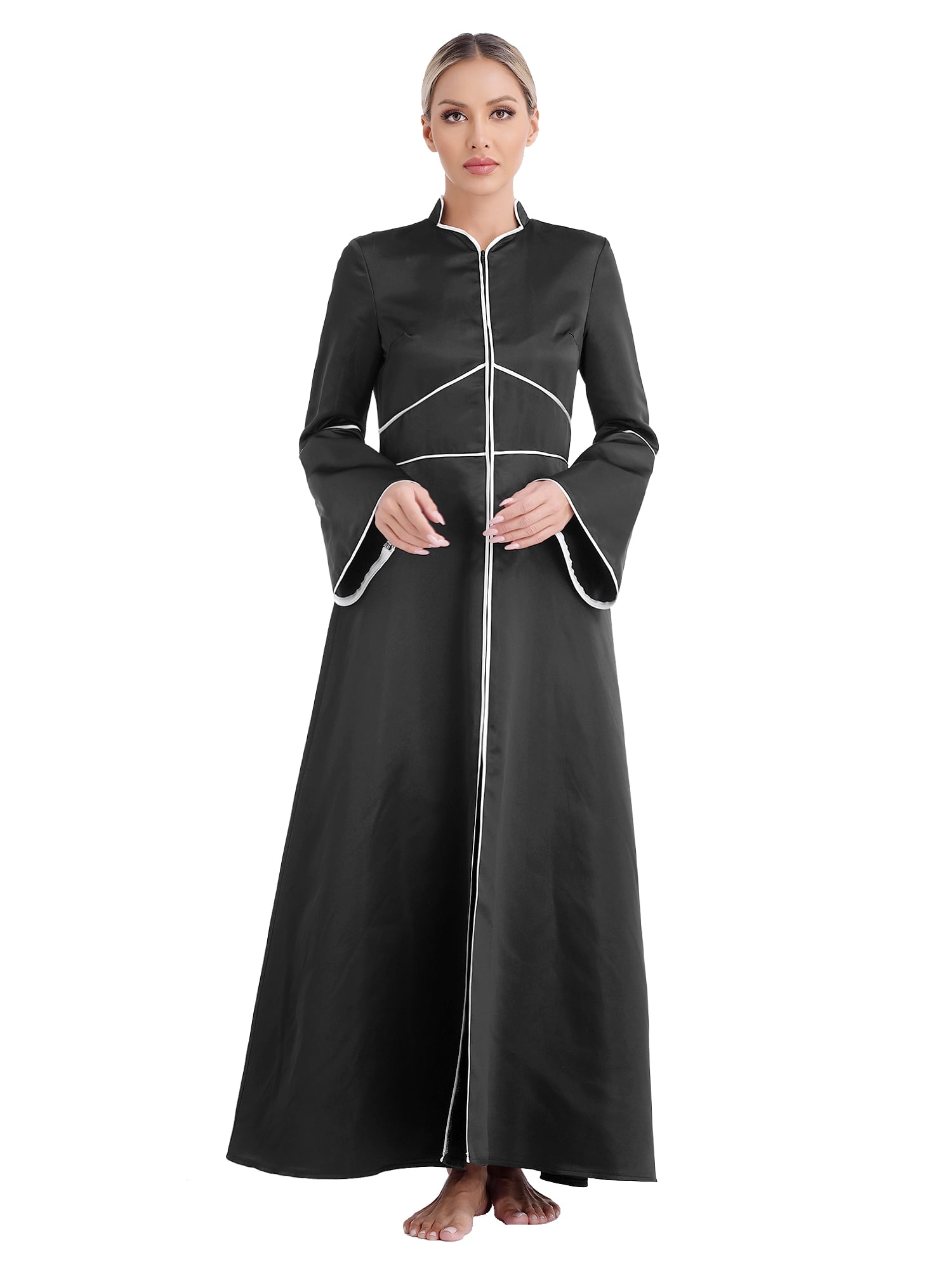 Runhomal Women's Pastor Pulpit Robes Flared Sleeves Church Clergy Maxi ...