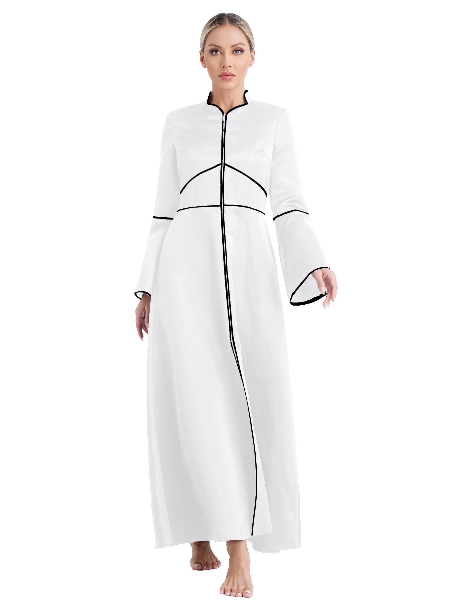 Runhomal Women's Pastor Pulpit Robes Flared Sleeves Church Clergy Maxi ...